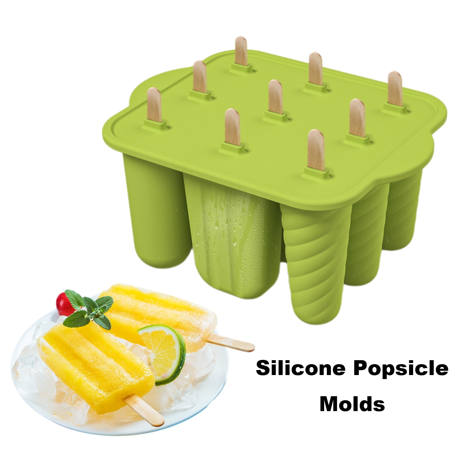 Sunjoy Tech 9 Hollow Silicone Popsicle Molds with Lids Easy-Release Ice ...