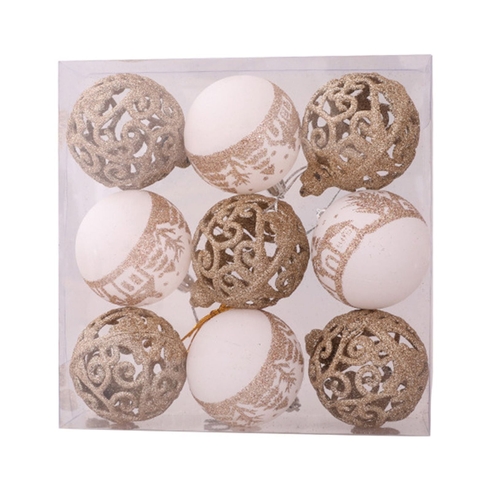 Sunjoy Tech 9Pcs Hollow Glitter Christmas Balls Pendant Plastic ...