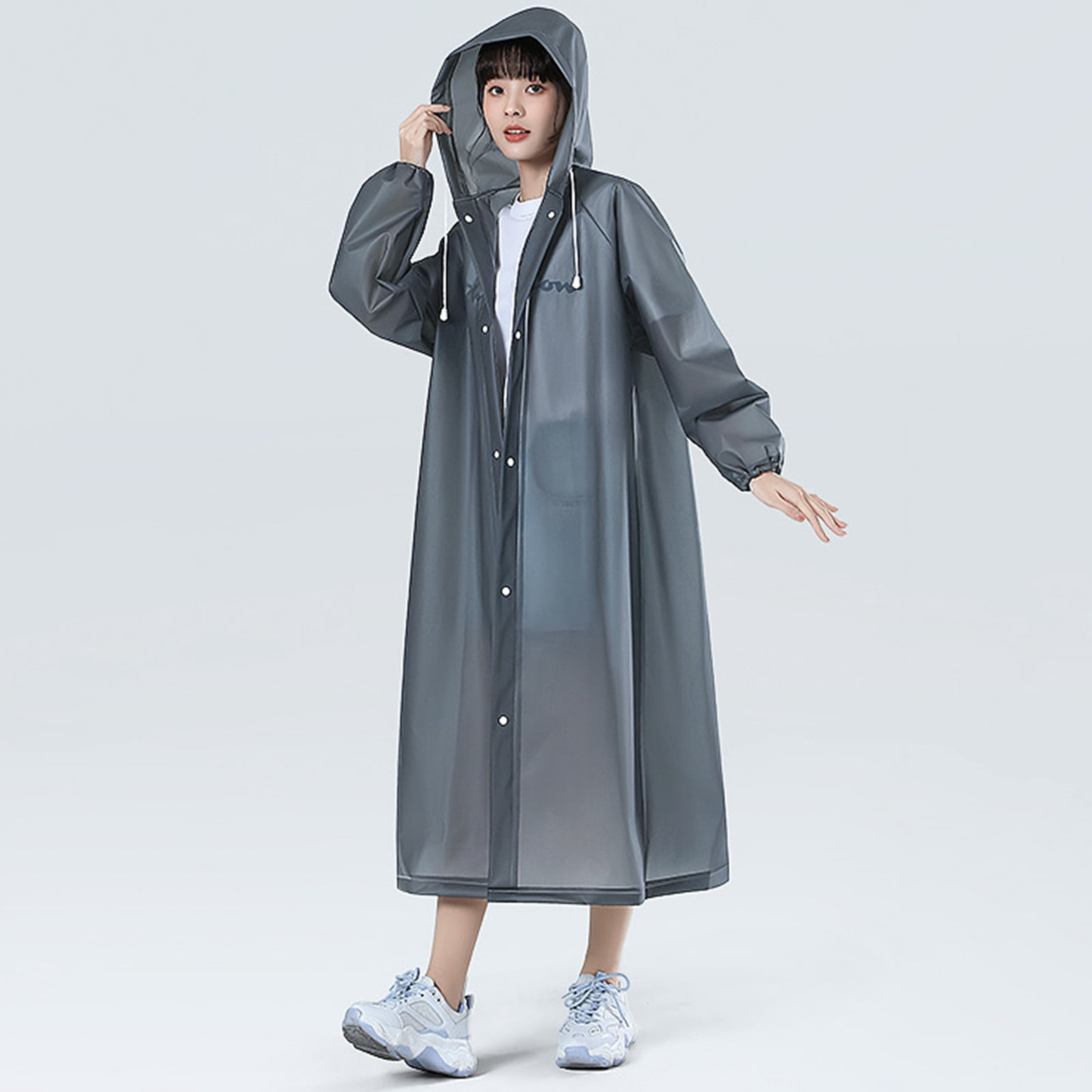 Sunjoy Tech Adult Raincoat Hooded Mid-Length Long Sleeve Rain Ponchos ...