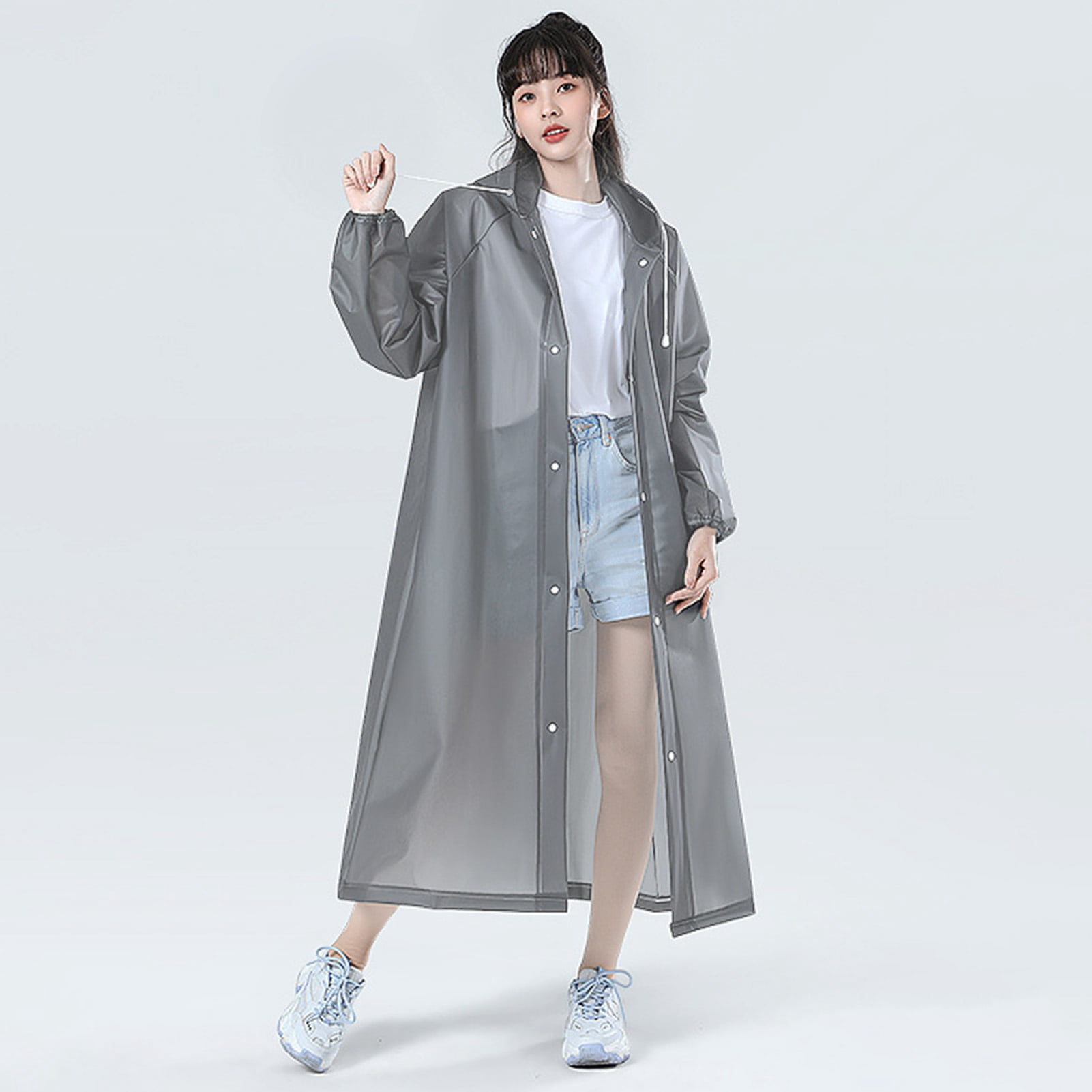 Sunjoy Tech Adult Raincoat Hooded Mid-Length Long Sleeve Rain Ponchos ...