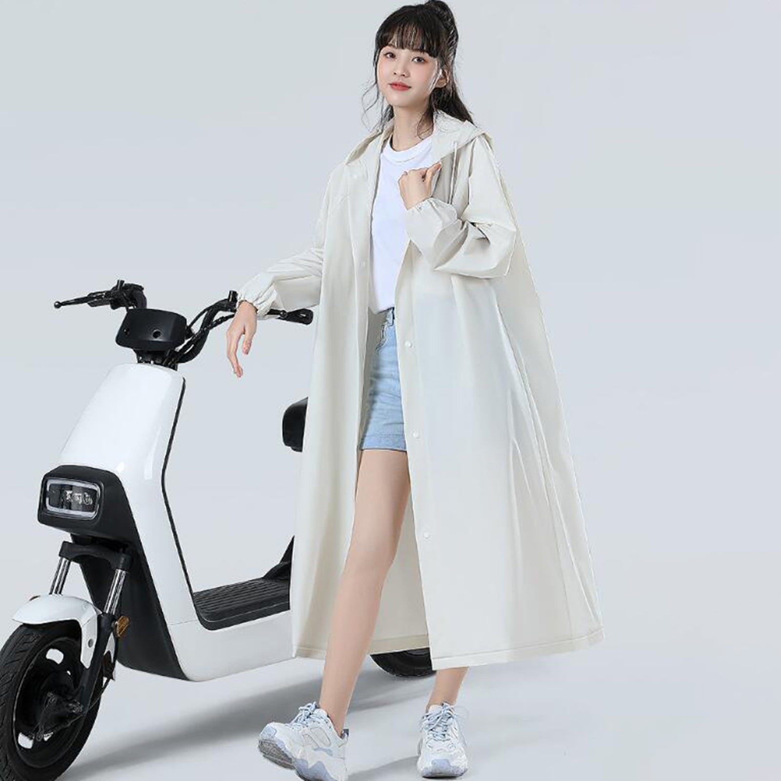 Sunjoy Tech Adult Raincoat Hooded Mid-Length Long Sleeve Rain Ponchos ...