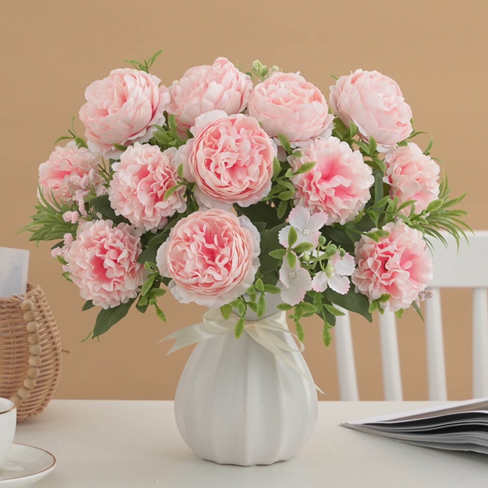 Sunjoy Tech Artificial Peony with Stem 6 Heads Non-withering No ...