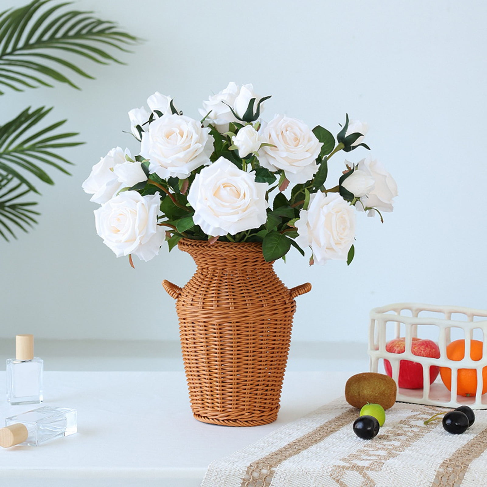 Sunjoy Tech Artificial Rose with Stem 2 Heads Non-withering No Watering ...