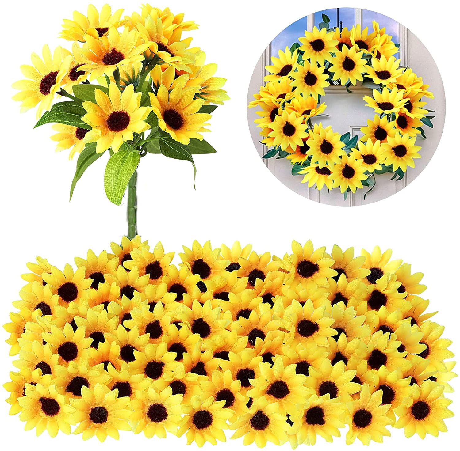 Sunjoy Tech Artificial Sunflower - Fake Sunflowers Yellow Small Silk ...