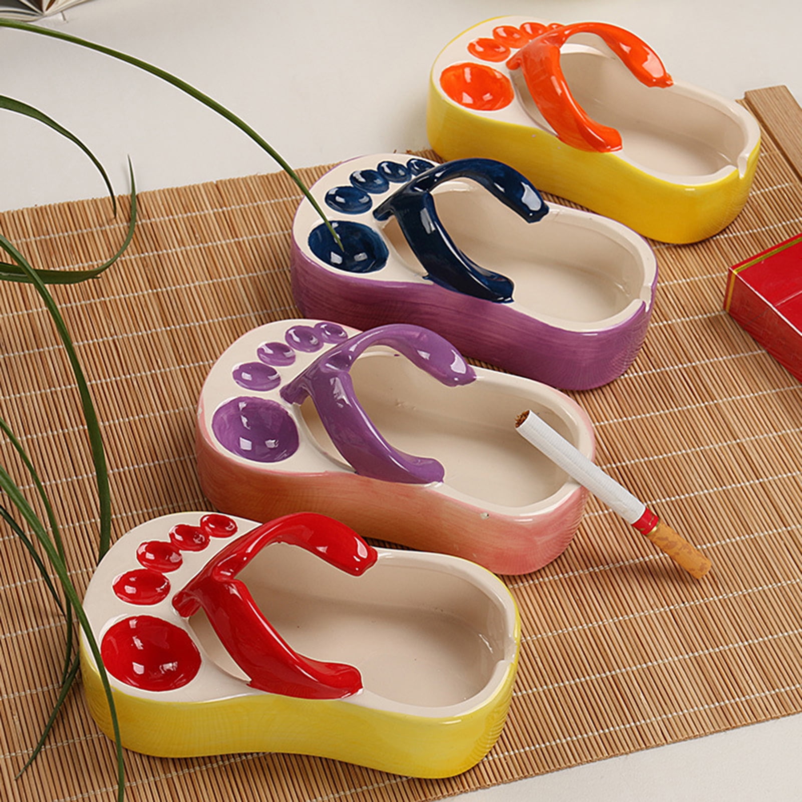 Sunjoy Tech Ash Tray Funny Flop Shaped Large Capacity Ceramic Windproof ...