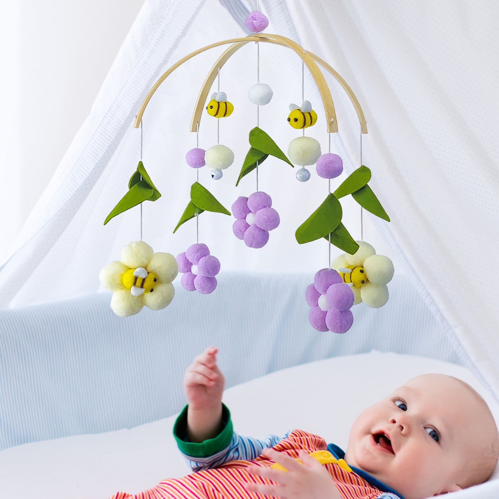 Sunjoy Tech Baby Rattle Toy Little Bee Flower Design Rotating Bright ...