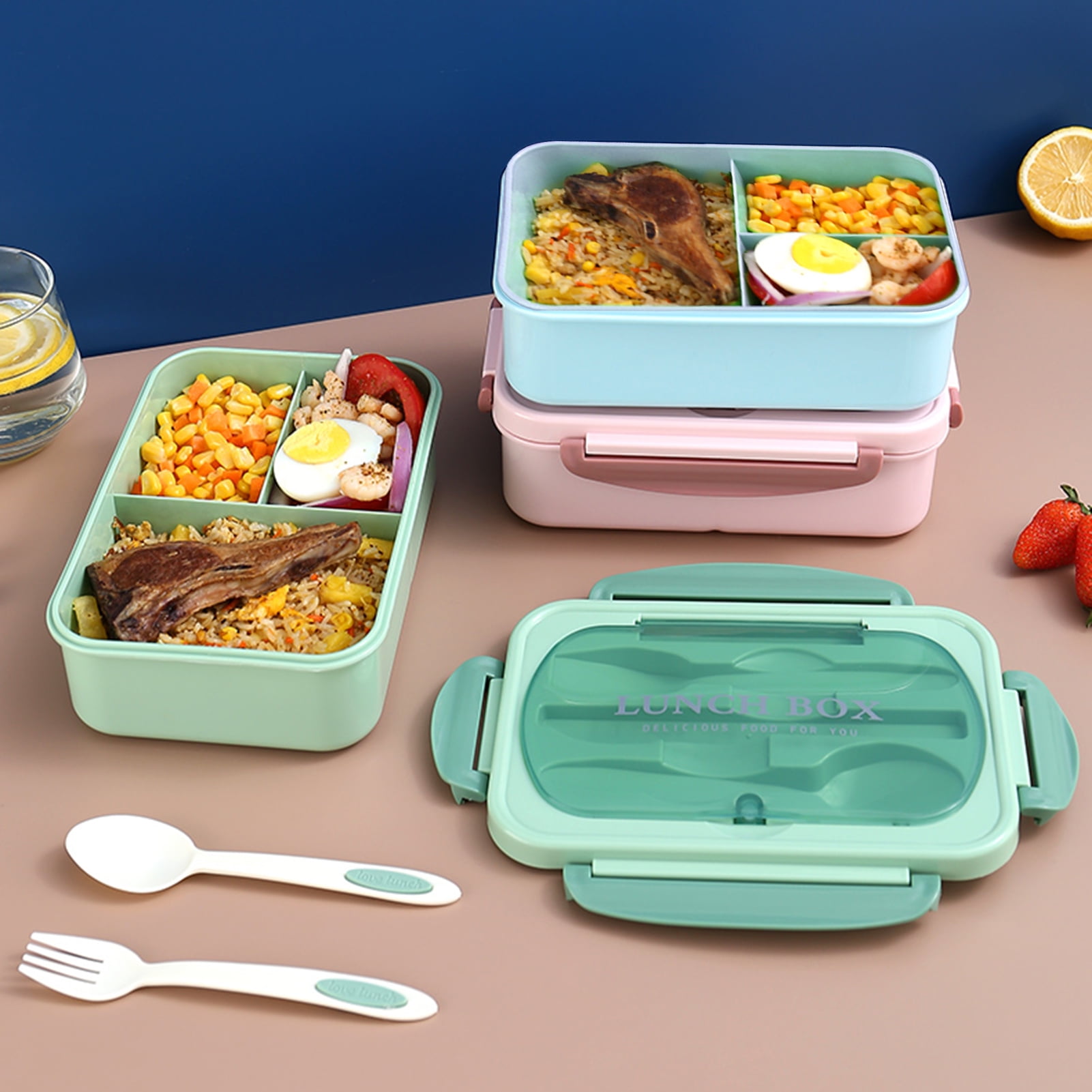 Sunjoy Tech Bento Lunch Box with Utensil Set Leakproof Compartment ...