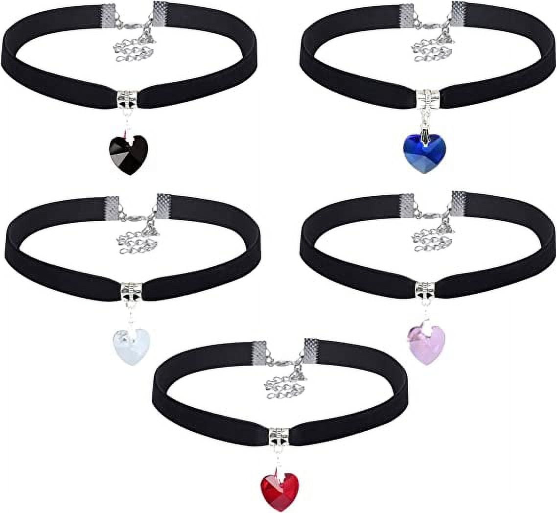 Sunjoy Tech Velvet Gothic Choker, Black Heart Rhinestone Pendant ...