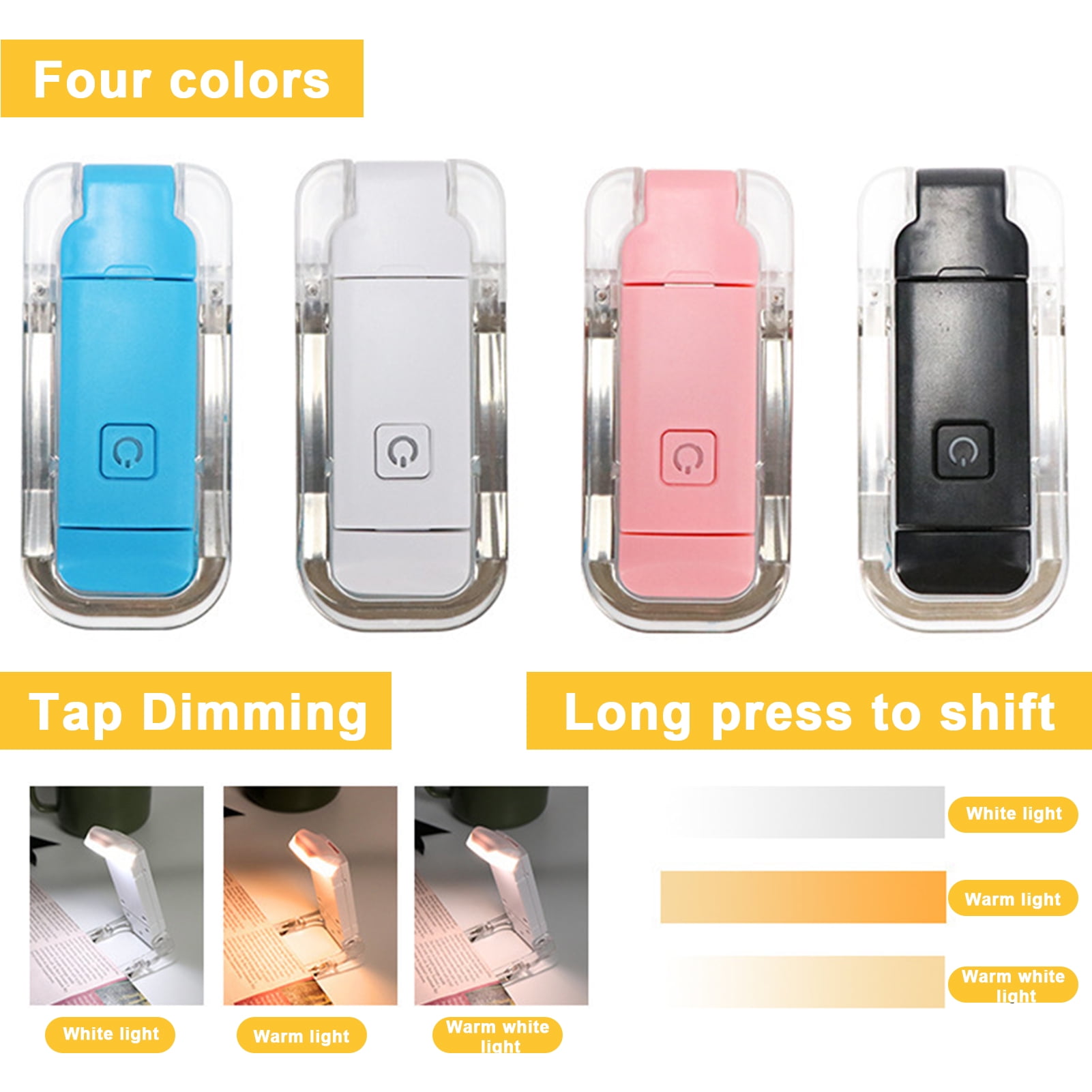 Sunjoy Tech Book Clip Lamp Color Temperature Adjustable Eye Flicker Free Not dazzling Compact ...