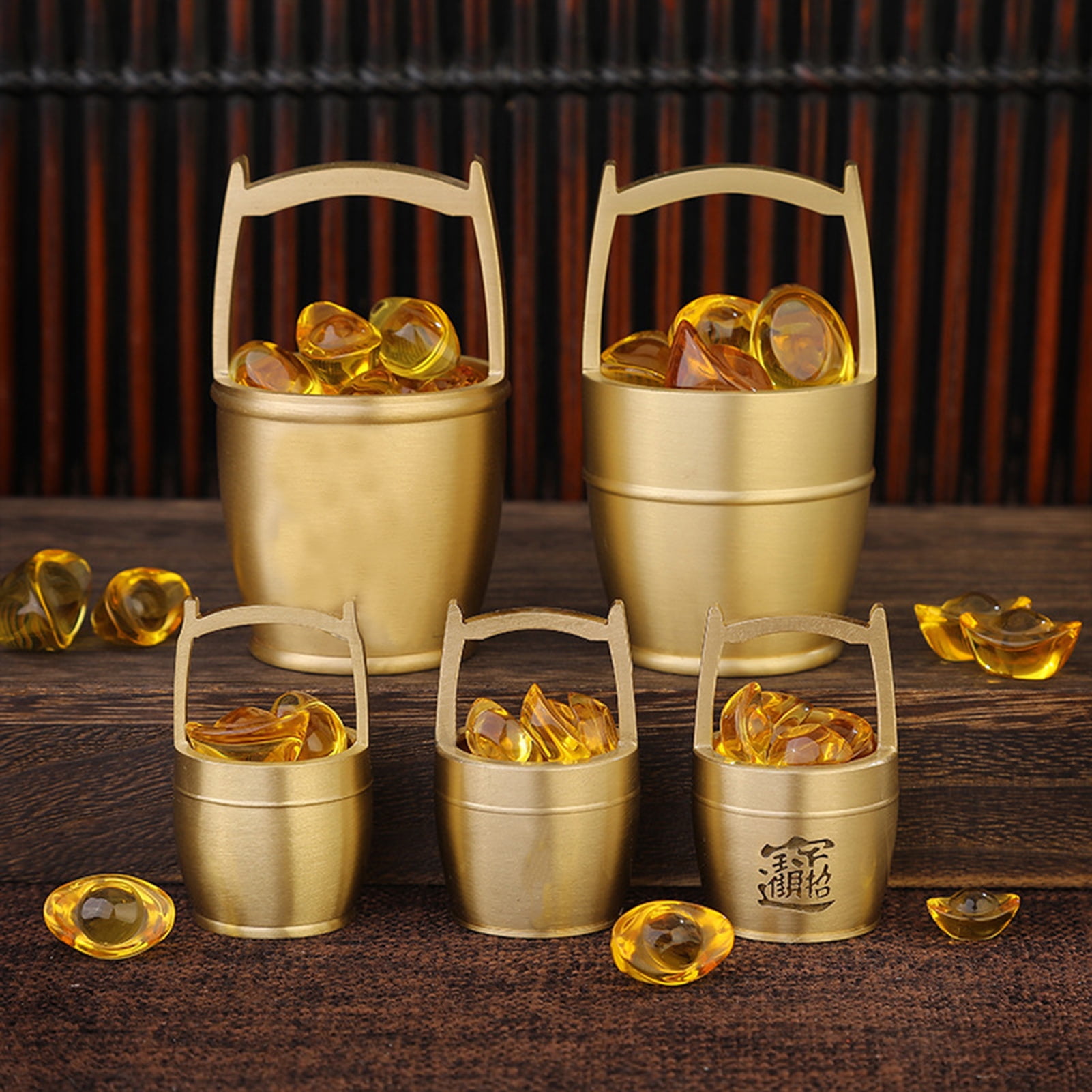 Sunjoy Tech Brass Bucket Compact Lucky-fortune Craft Mini Copper Ware ...