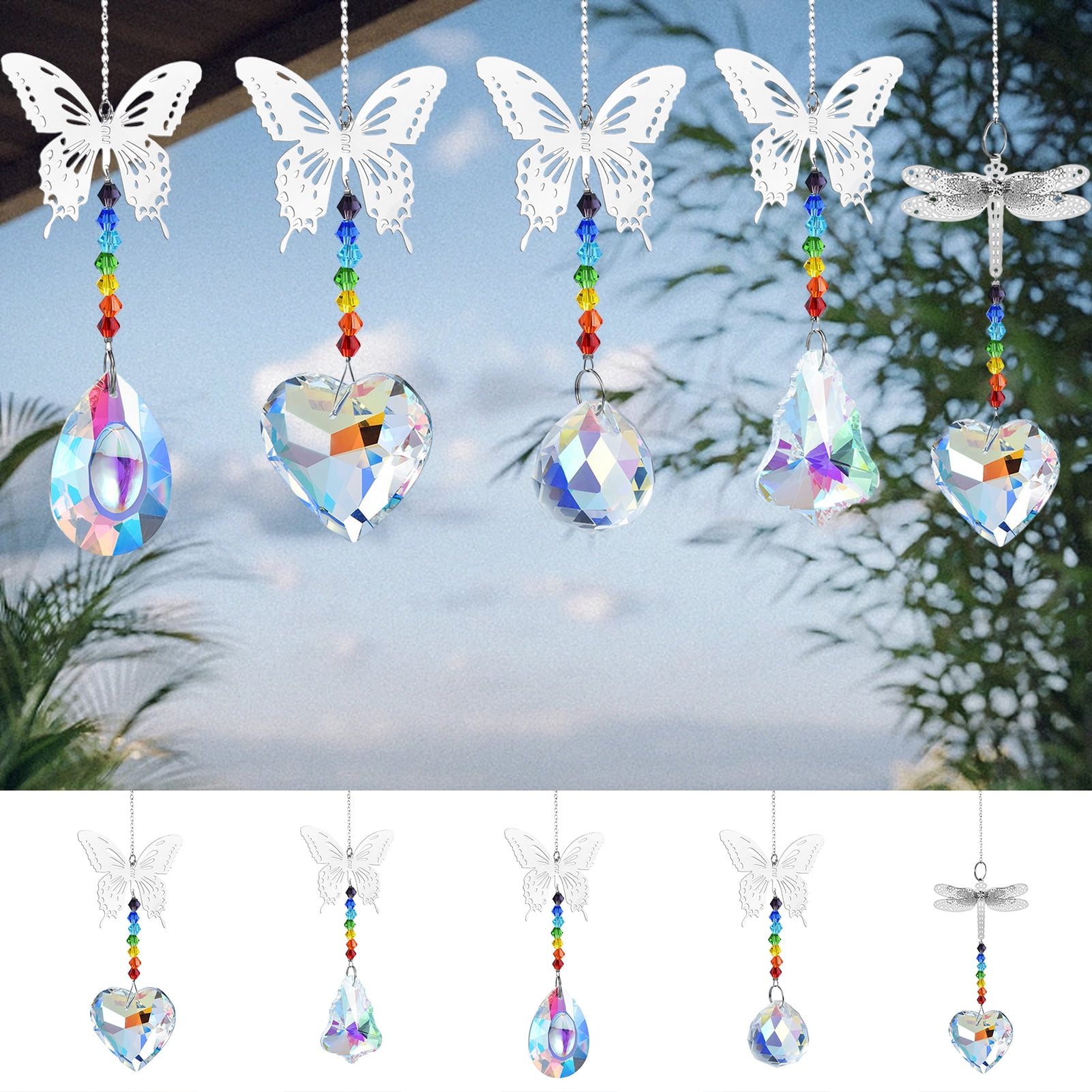 Sunjoy Tech Butterfly Dragonfly Sun Catcher Wind Chime Pendant Gift ...