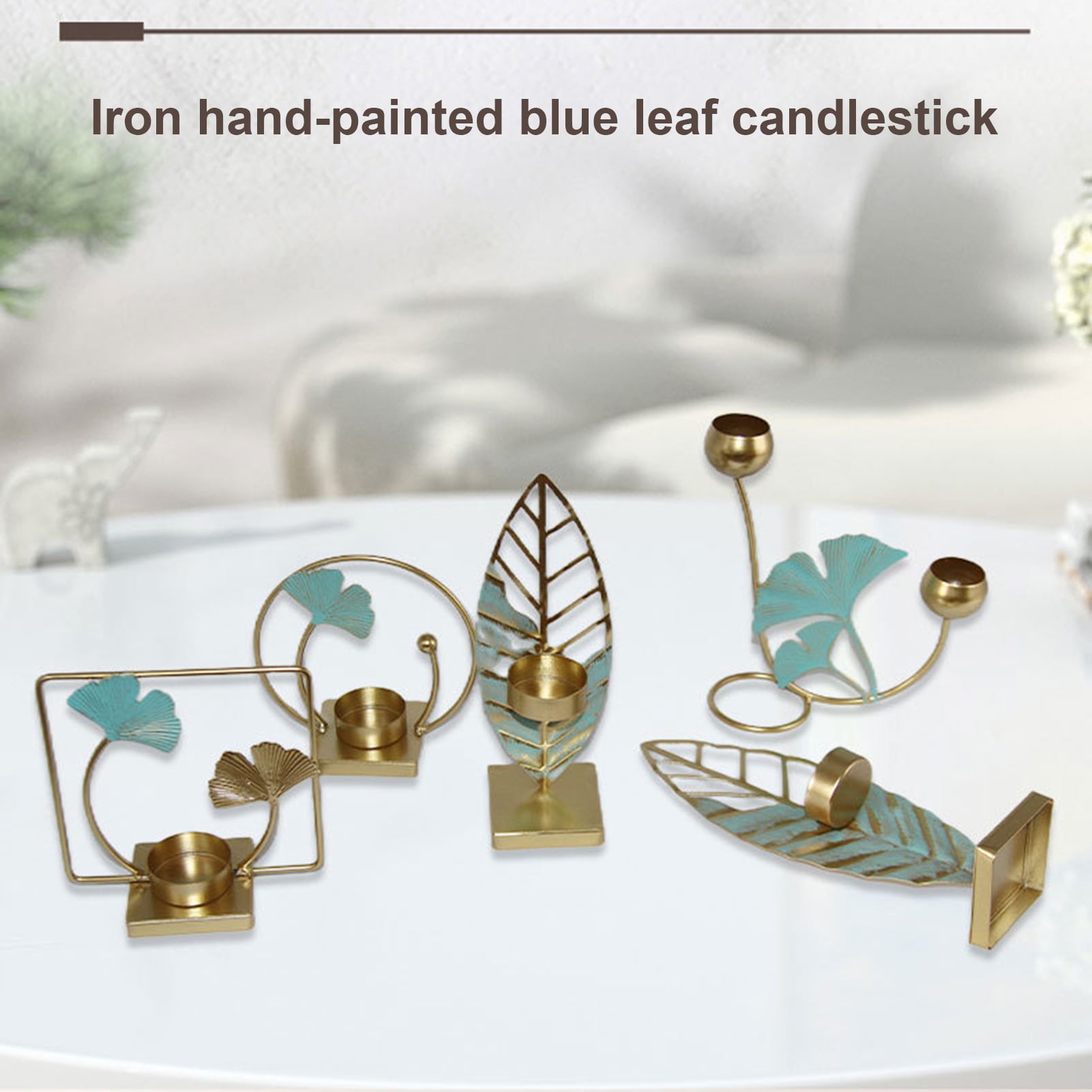 Sunjoy Tech Candlestick Leaf Shape Desktop Decor Anti-rust Decorative ...