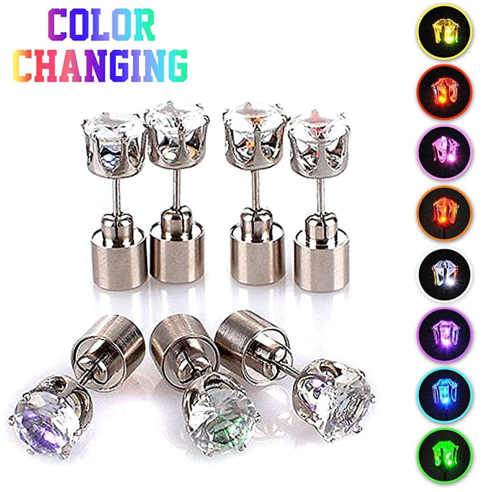 Sunjoy Tech Changing Color Light Up LED Earrings, Studs Flashing ...