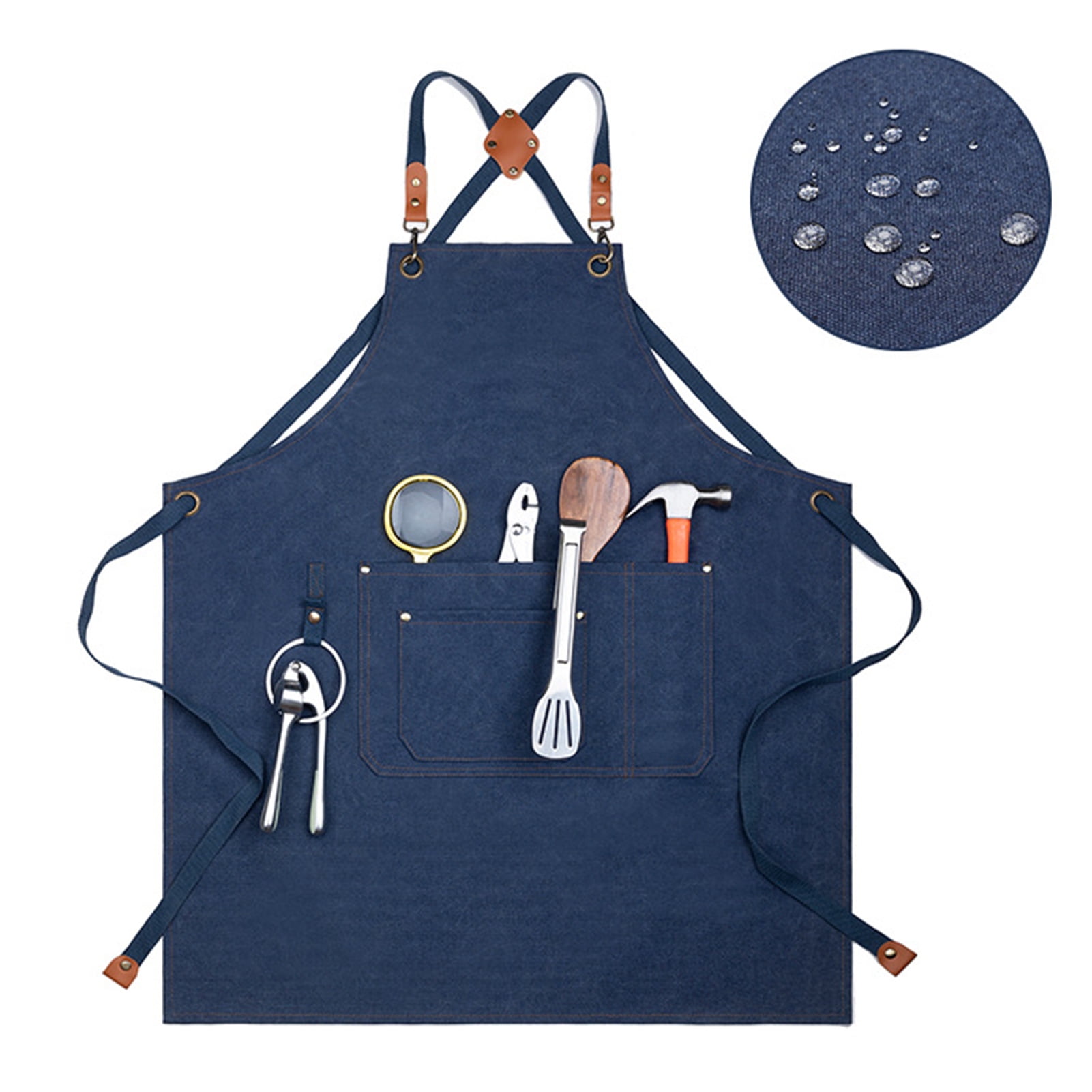 Sunjoy Tech Chef Apron Cotton Canvas Cross Back Straps Apron with Large ...