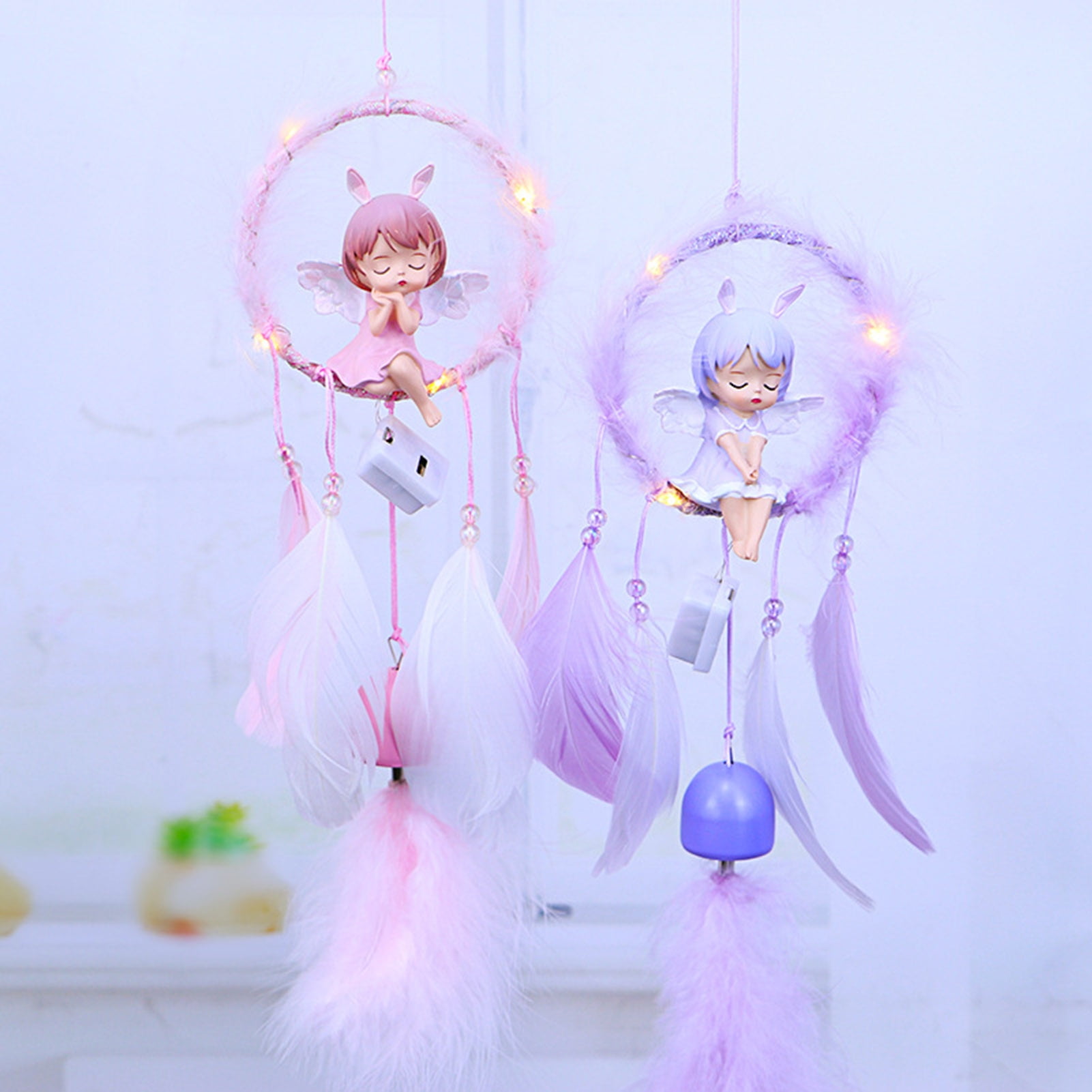 Sunjoy Tech Chime Pendant Feather Angel Shape Attractive Glowing ...