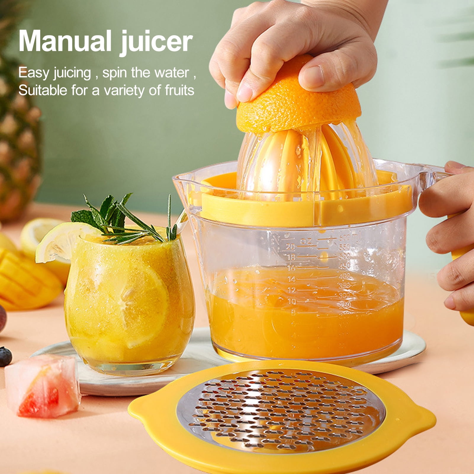 Sunjoy Tech Citrus Juicer with Comfortable Grip Handle Portable 21-Ounce Capacity Easy Squeeze ...