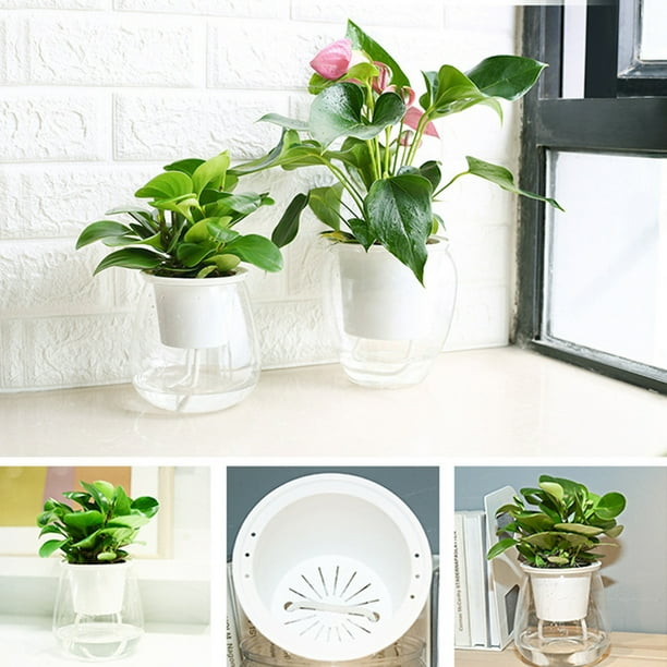 Sunjoy Tech Clear Self Watering Planters, Large Plastic Plant Pots ...