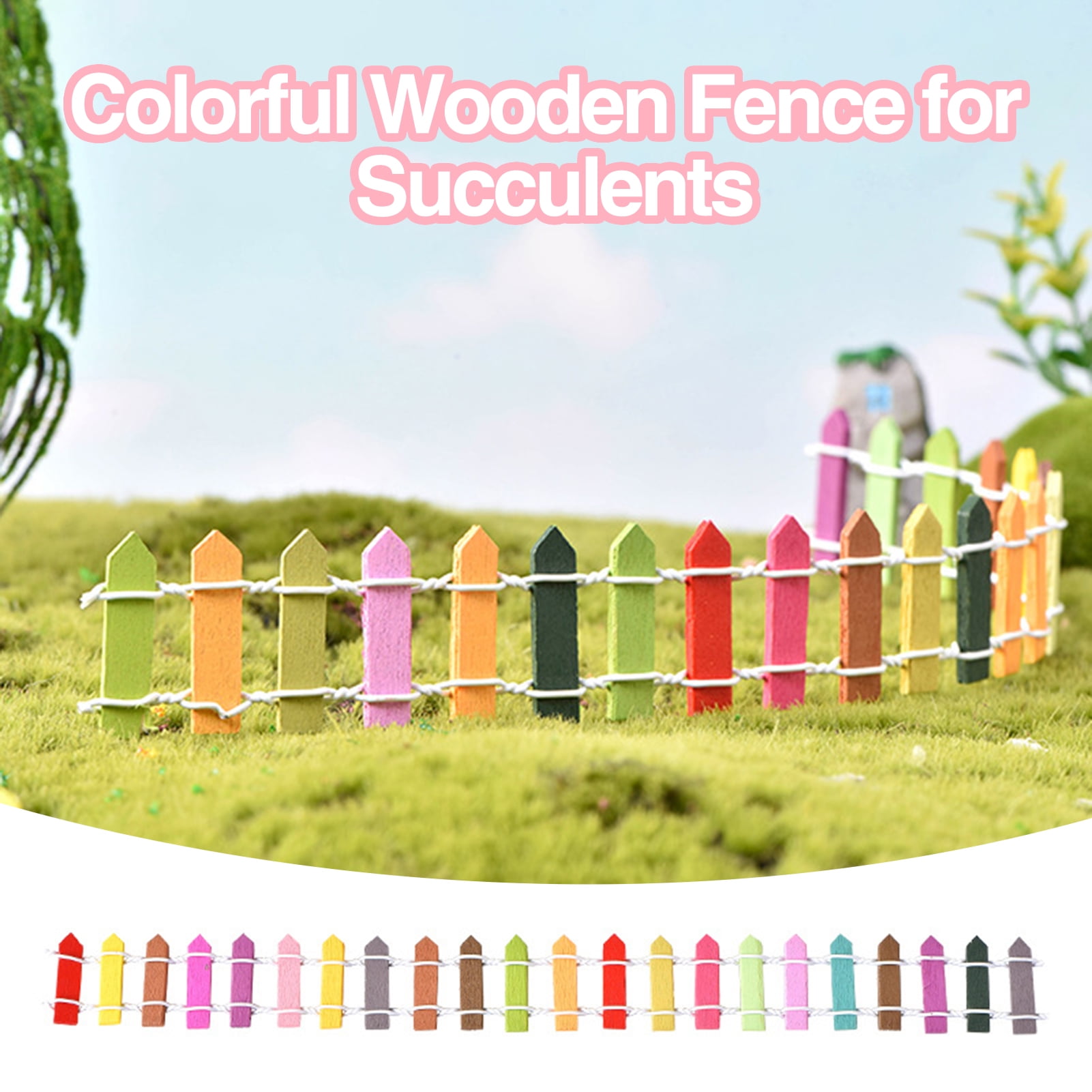 Sunjoy Tech Colorful Wooden Fence Cute Vivid Mini Ornament Landscaping ...