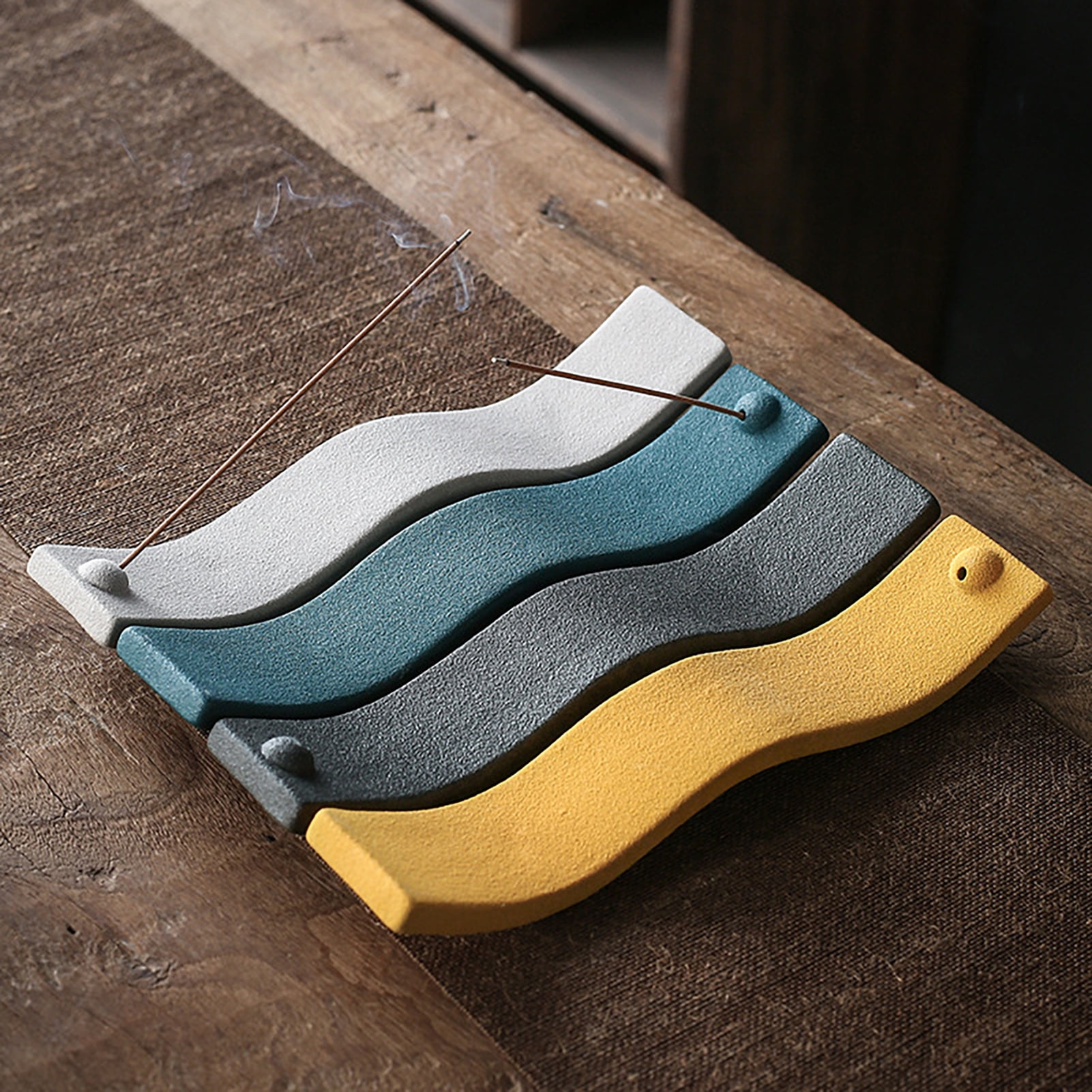 Sunjoy Tech Creative Incense Burner Wave Solid Color Frosting Aroma ...