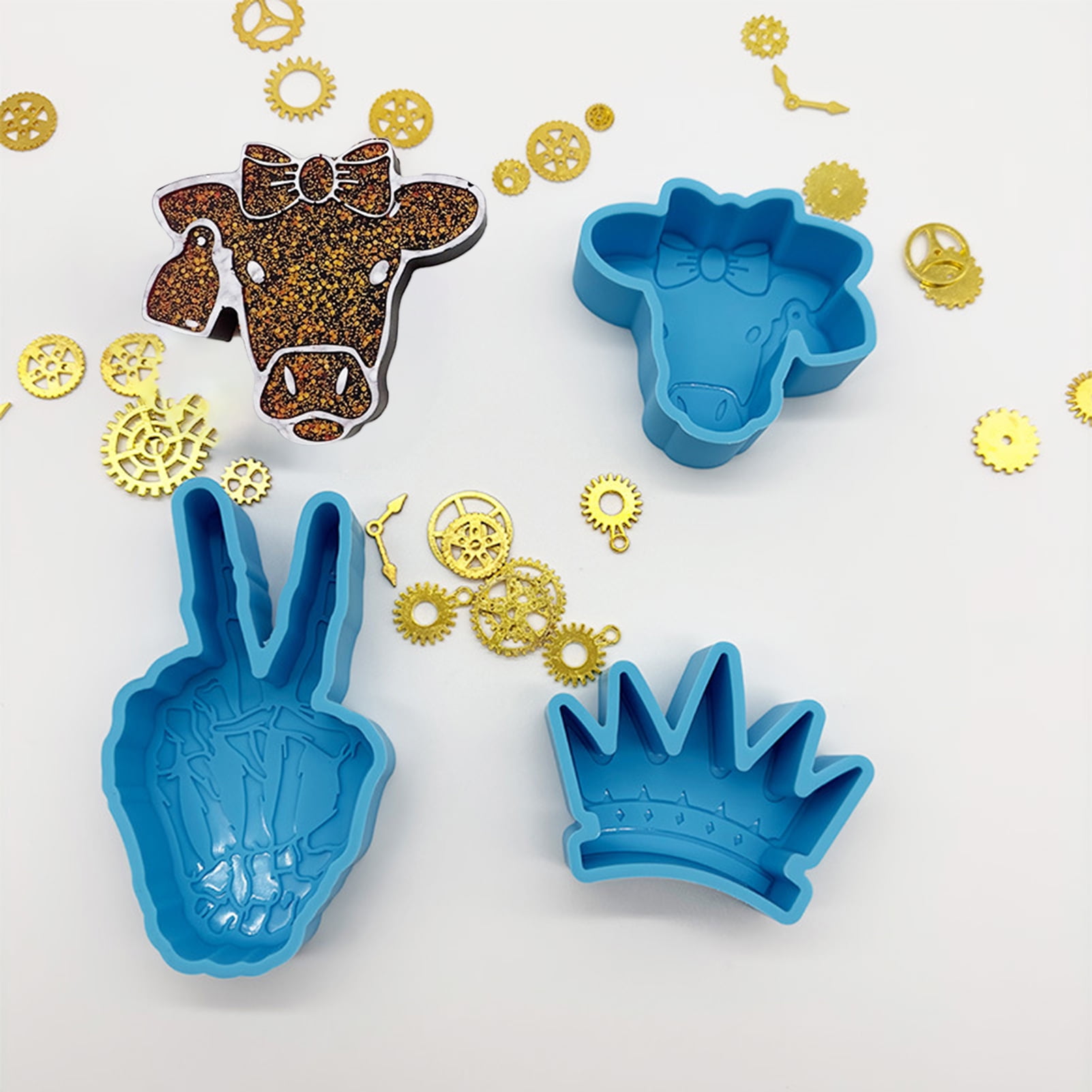 Sunjoy Tech Crown Sky Blue Cow Head Ghost Hand Candle Mold Silicone ...