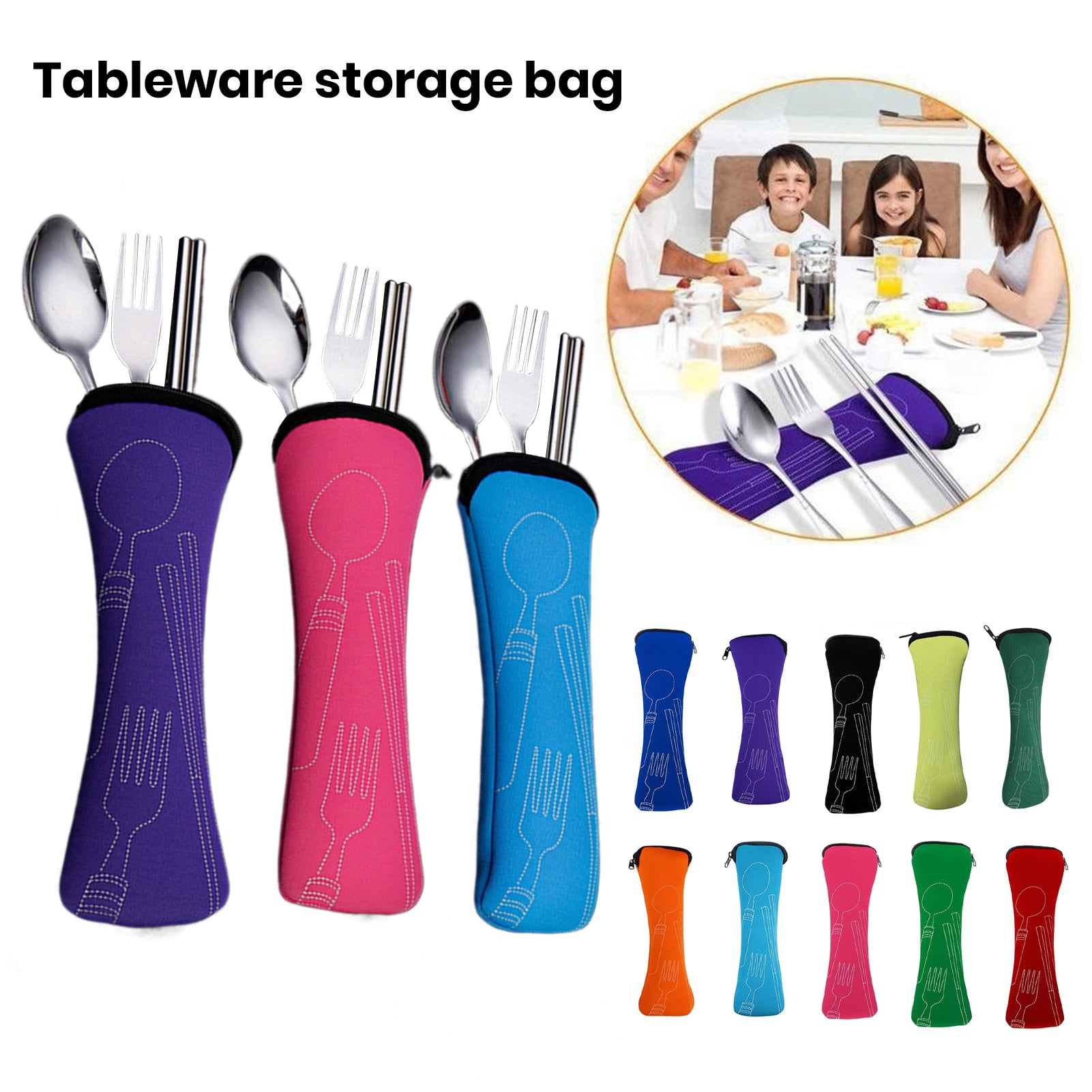 Sunjoy Tech Cutlery Storage Bag Tableware Cloth Bags Zipper Design ...