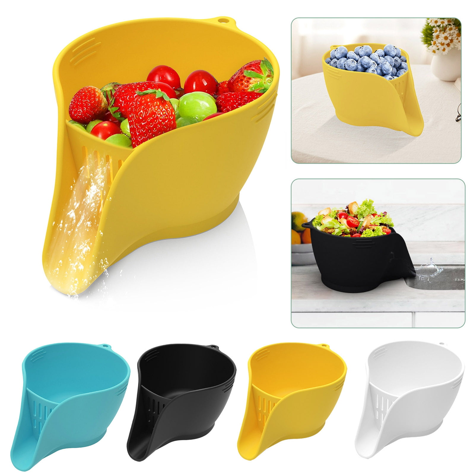Sunjoy Tech Drainage Basket Kitchen Draining Bowl Hollow Out Fruit ...