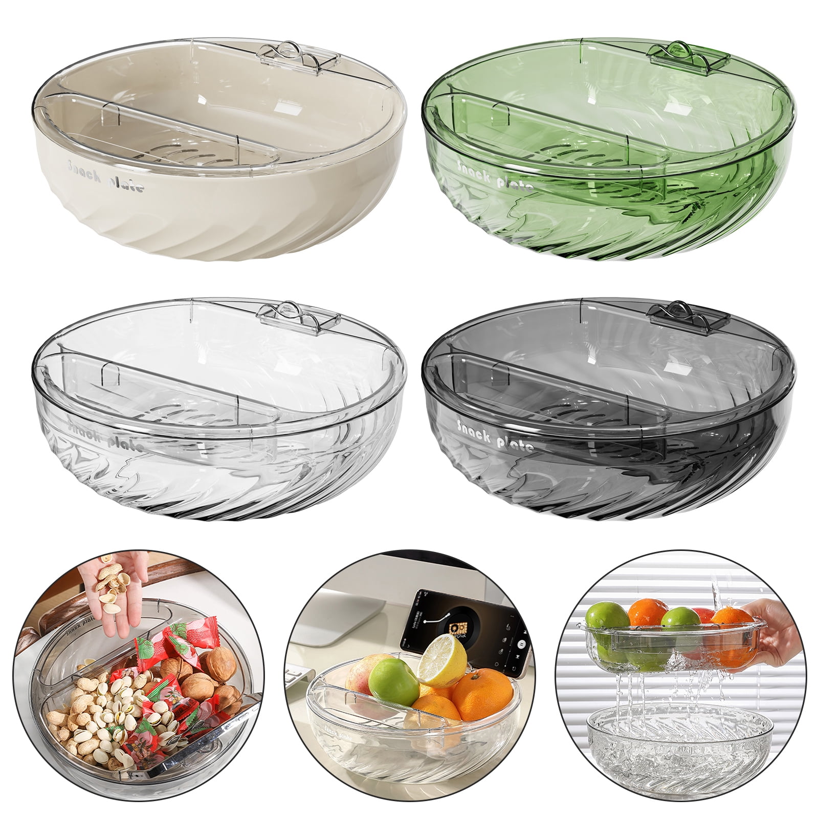 Sunjoy Tech Dry Fruit Plate Detachable Double Layer Dry Fruit Tray with ...