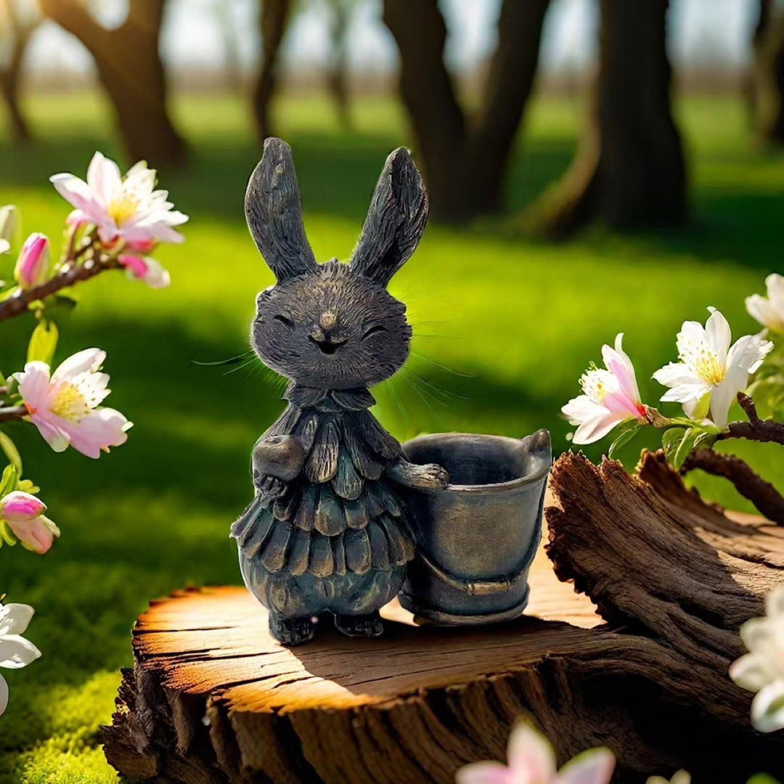 Sunjoy Tech Easter Bunny Figurine Resin Cartoon Rabbit Statue Animal ...