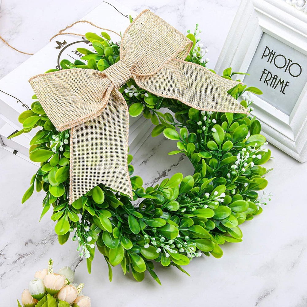 Sunjoy Tech Faux Boxwood Wreath, Artificial Green Leaves Wreath for ...