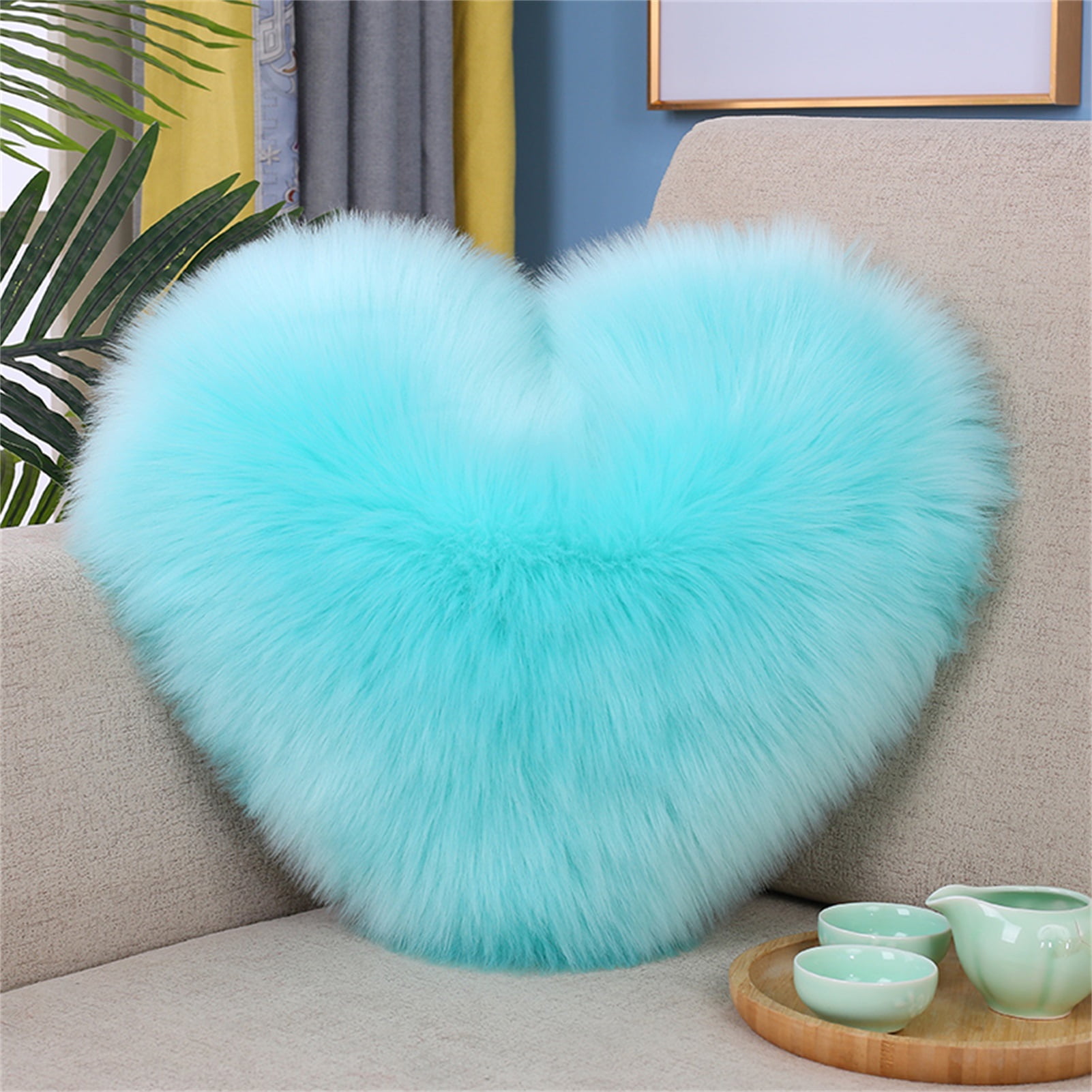 Sunjoy Tech Faux Fur Pillow Cover Decorative Fluffy Throw Pillow ...