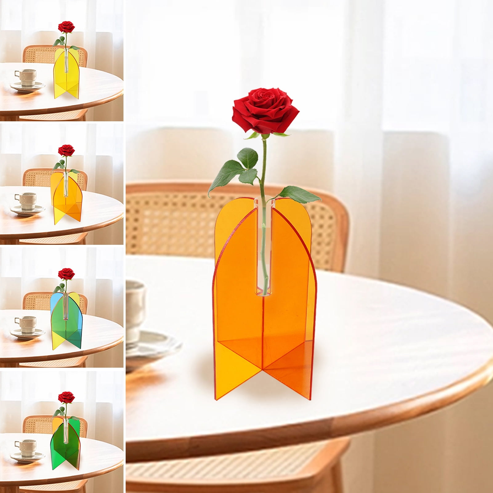 Sunjoy Tech Flower Vase Unique Shape Stylish Acrylic Clear Vase ...