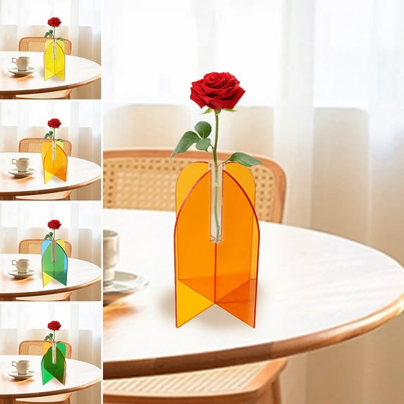 Sunjoy Tech Flower Vase Unique Shape Stylish Acrylic Clear Vase ...