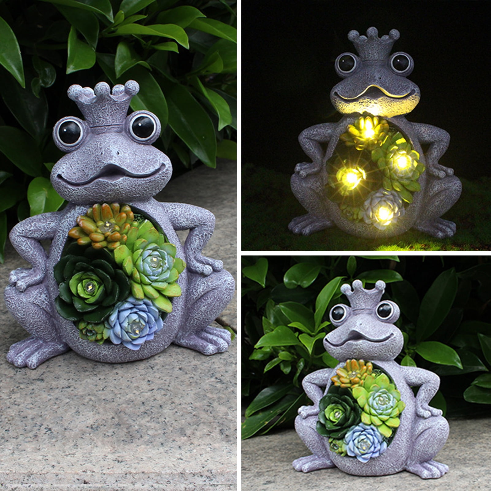 Sunjoy Tech Frog Succulent Ornament Solar Lamp Weather-resistant Resin ...