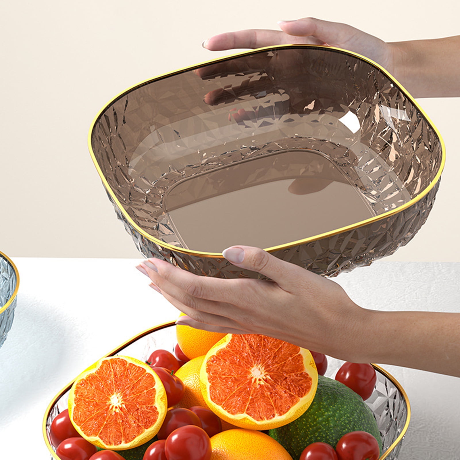 Sunjoy Tech Fruit Plate Translucent Diamond-texture Light Luxury Large ...