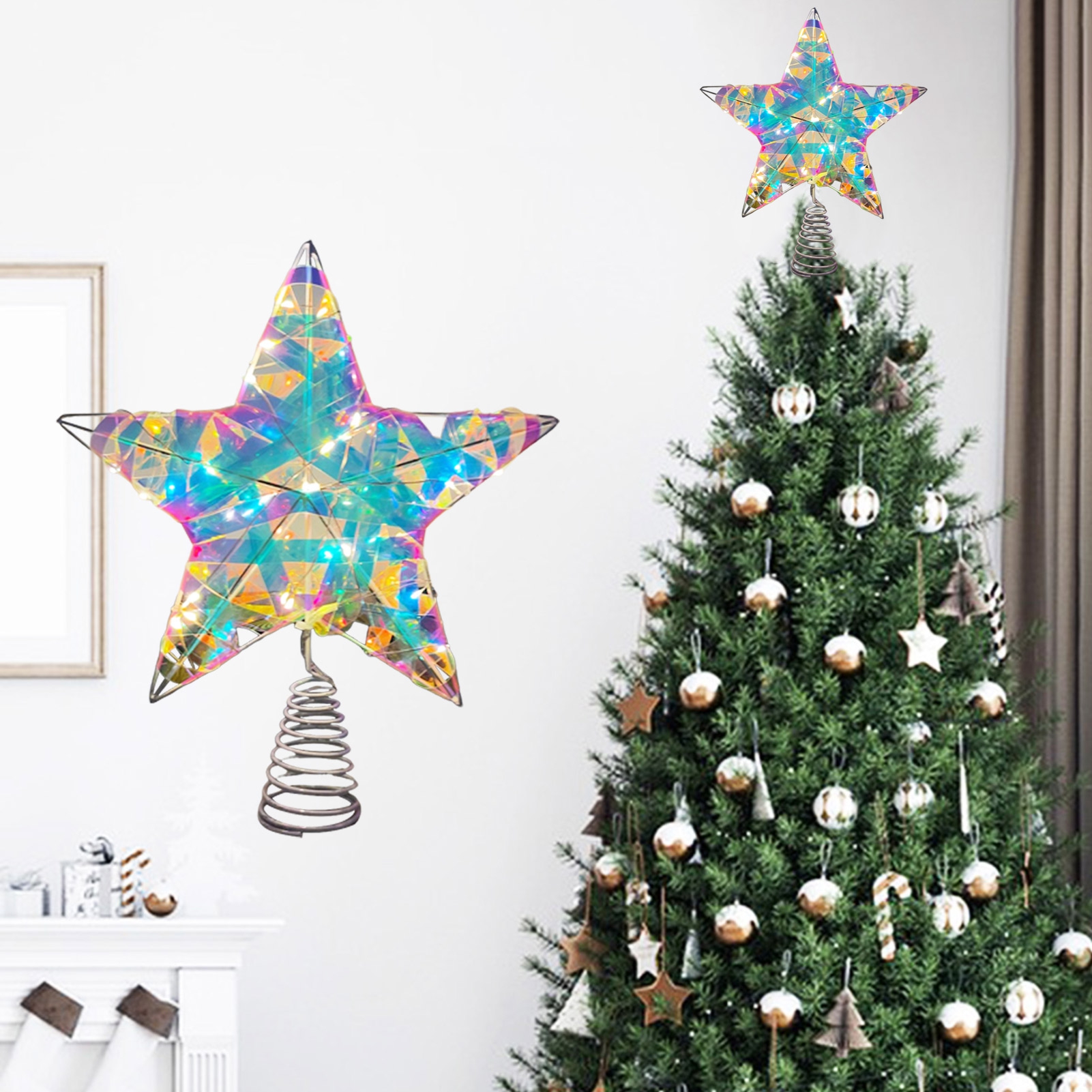 Sunjoy Tech Glowing 3D Star Light Christmas Star Tree Topper Decoration ...