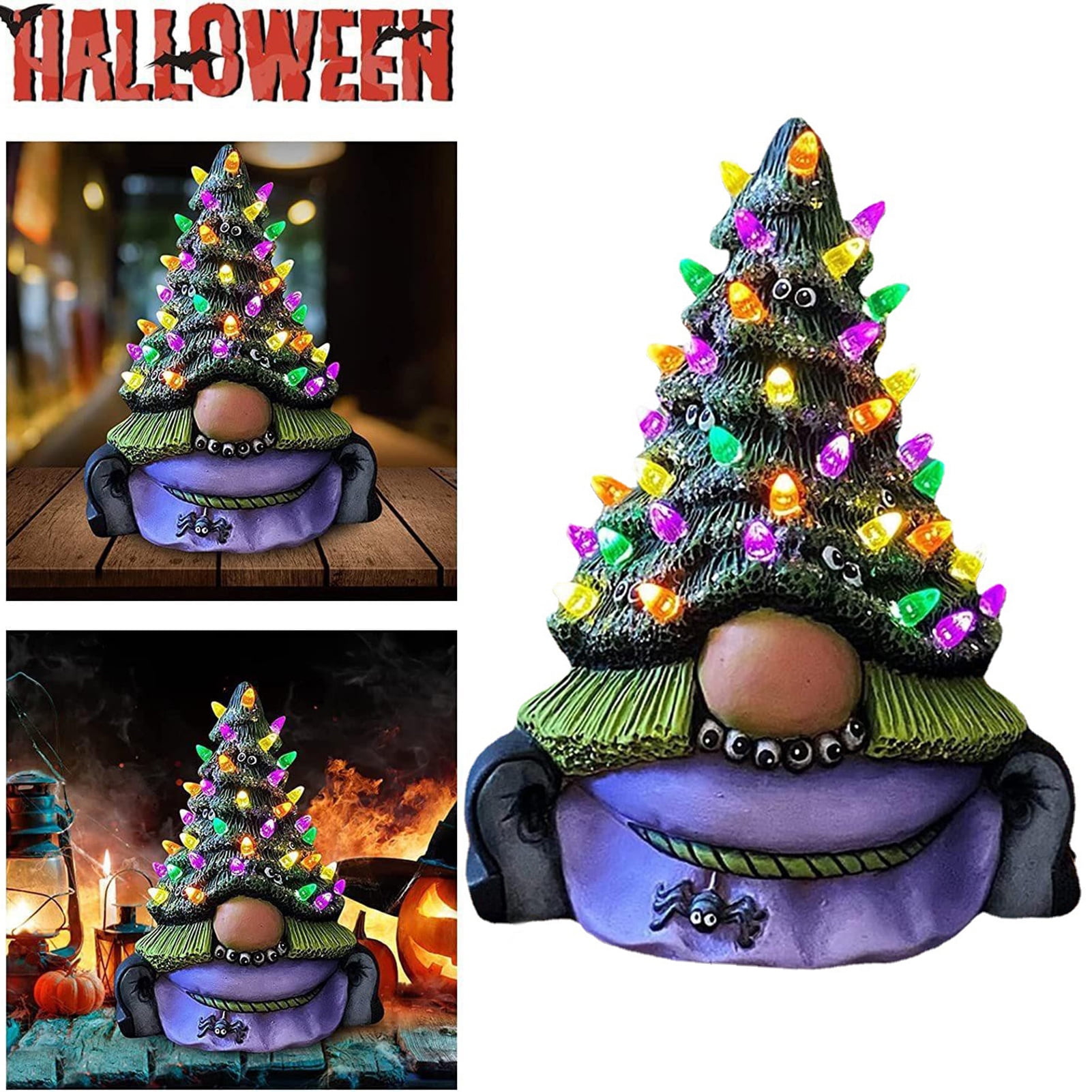 Sunjoy Tech Halloween Glowing Gnome Ornament Spooky LED Colorful Light ...