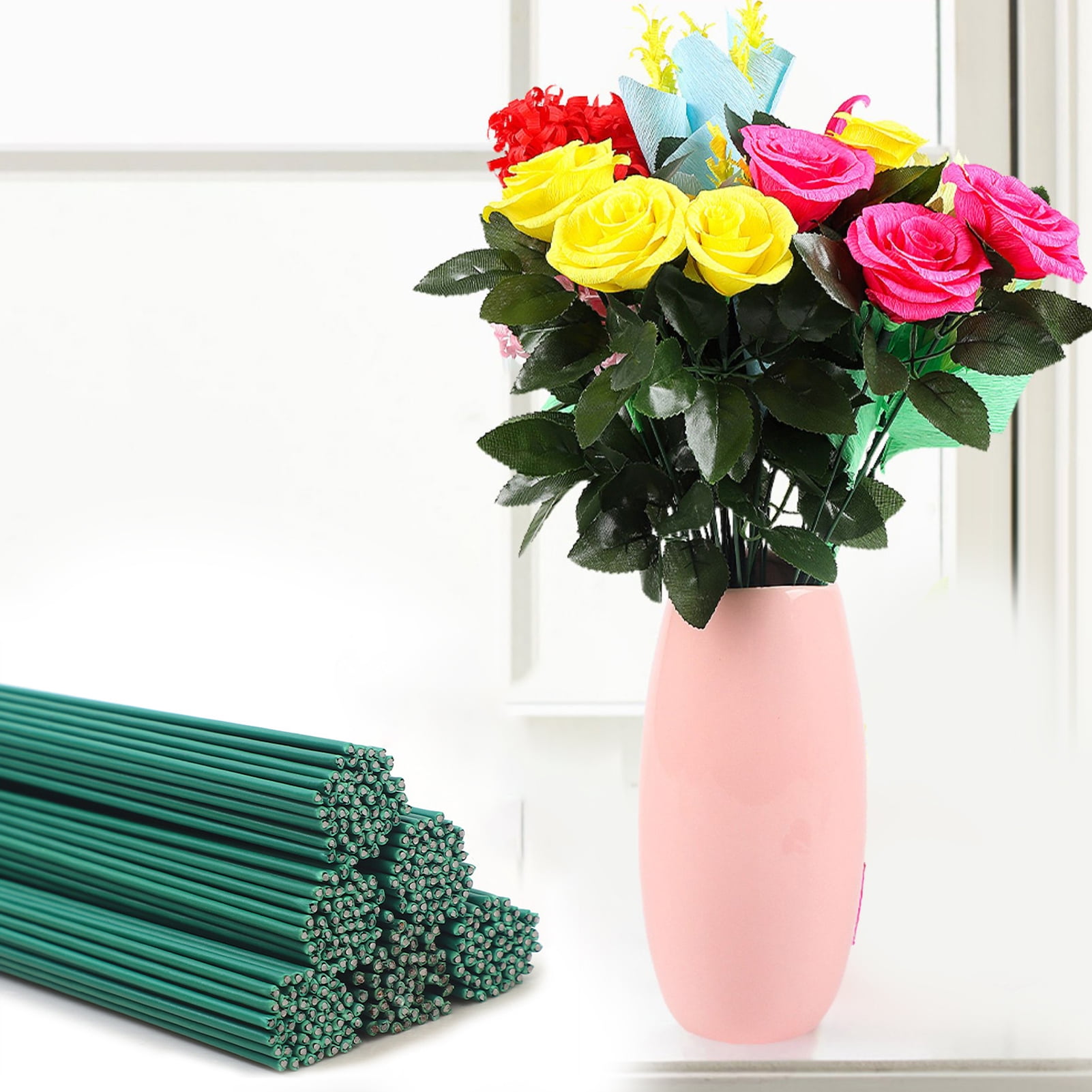 Sunjoy Tech Handmade Rose Flower Rods Wrapping Bouquet Stems Flower ...
