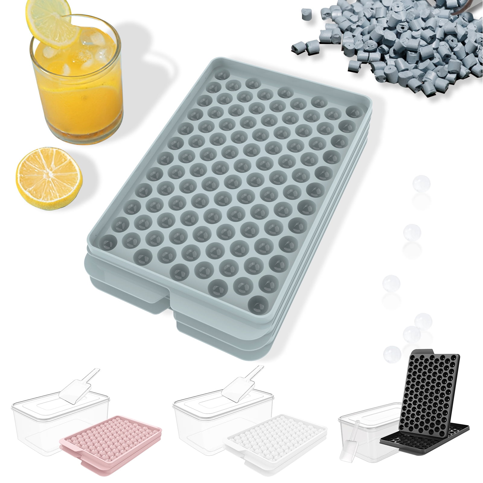 Sunjoy Tech Ice Cube Tray with Lid And Scoop Round Ice Ball Maker for ...