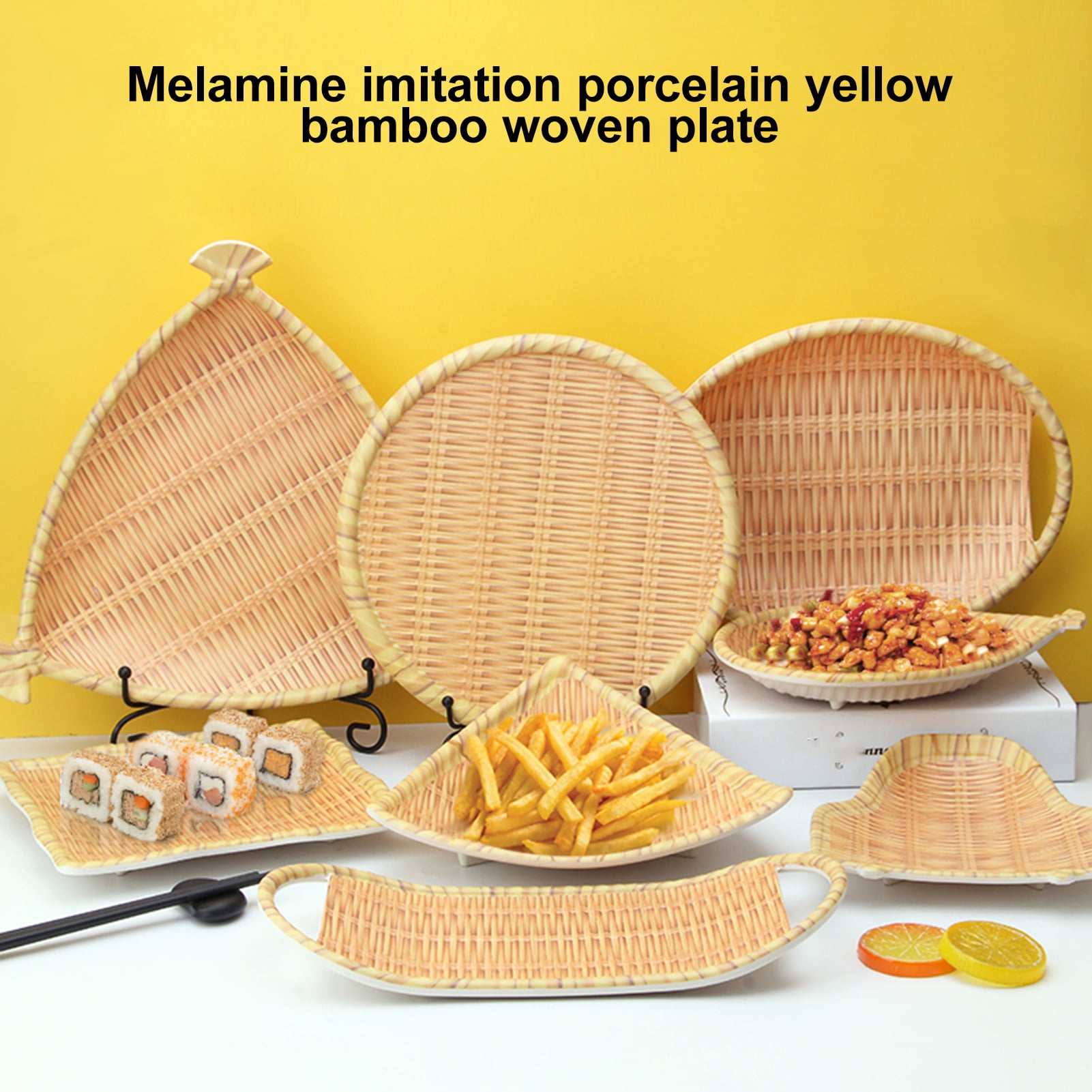 Sunjoy Tech Imitation Bamboo Plate Round Smooth Edges Easy to Clean ...