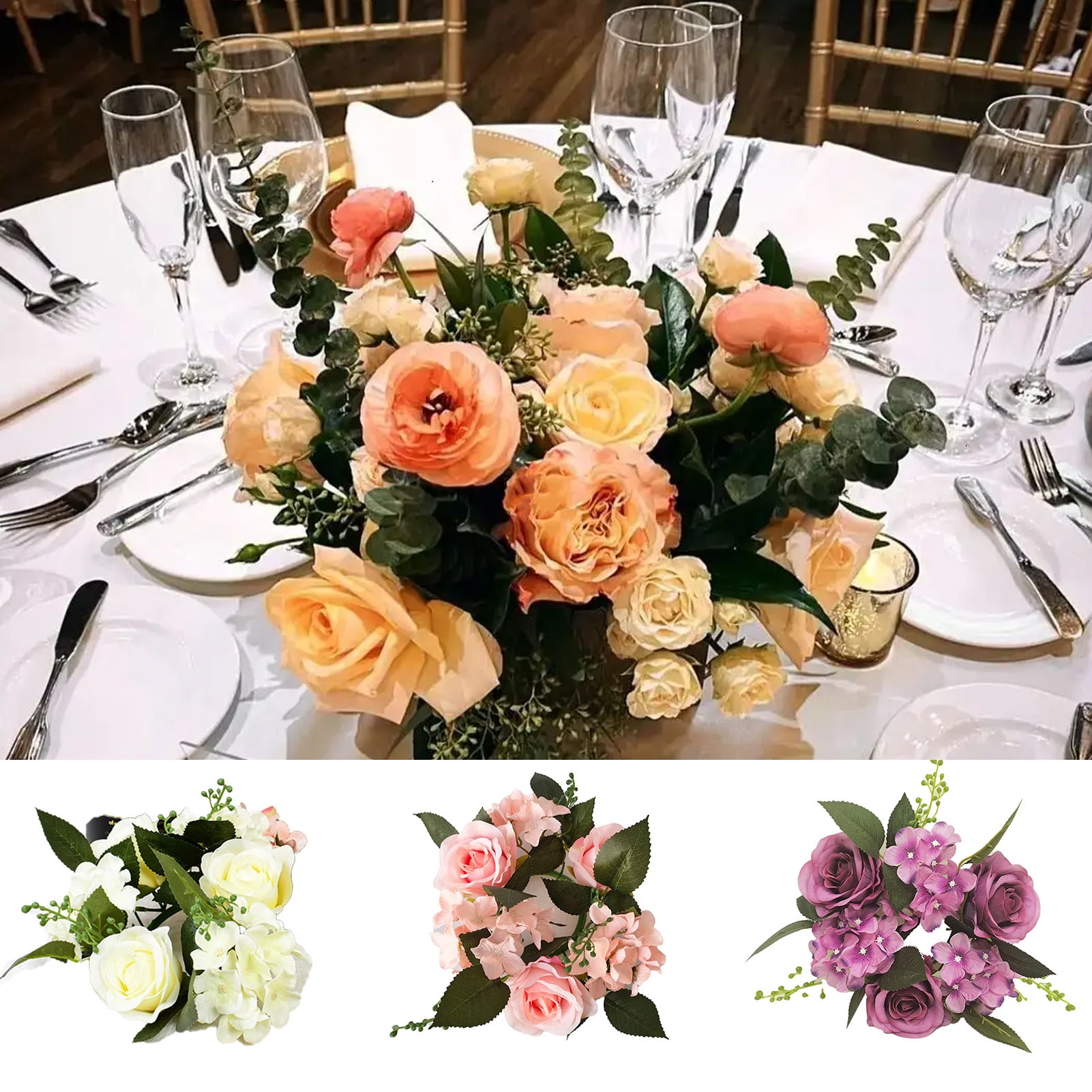 Sunjoy Tech Imitation Rose Handmade European Table Ornament Candlestick Artificial Flower Rose ...