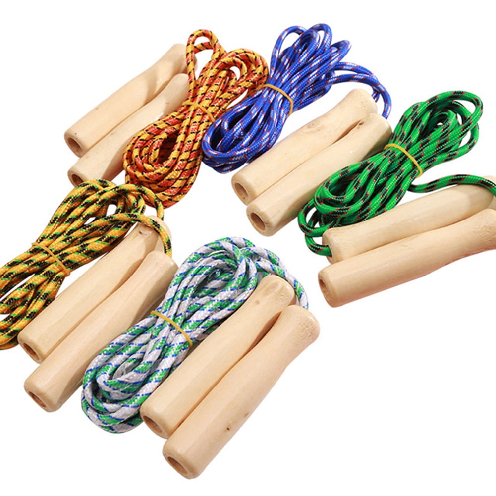 Sunjoy Tech Jump Rope for Kids - Wooden Handle - Colorful Braided ...
