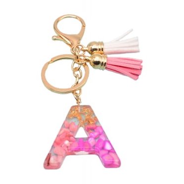 harmtty Key Chain Translucent Alphabet Pendant Shell Decor Letter ...