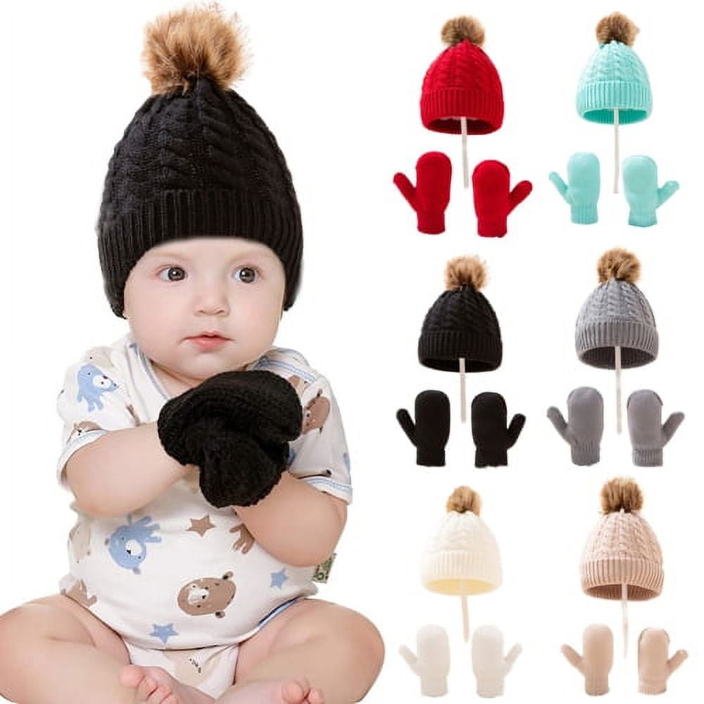 Sunjoy Tech Knitted Hat Set, Soft Woolen Yarn Hats with Gloves, Set of ...