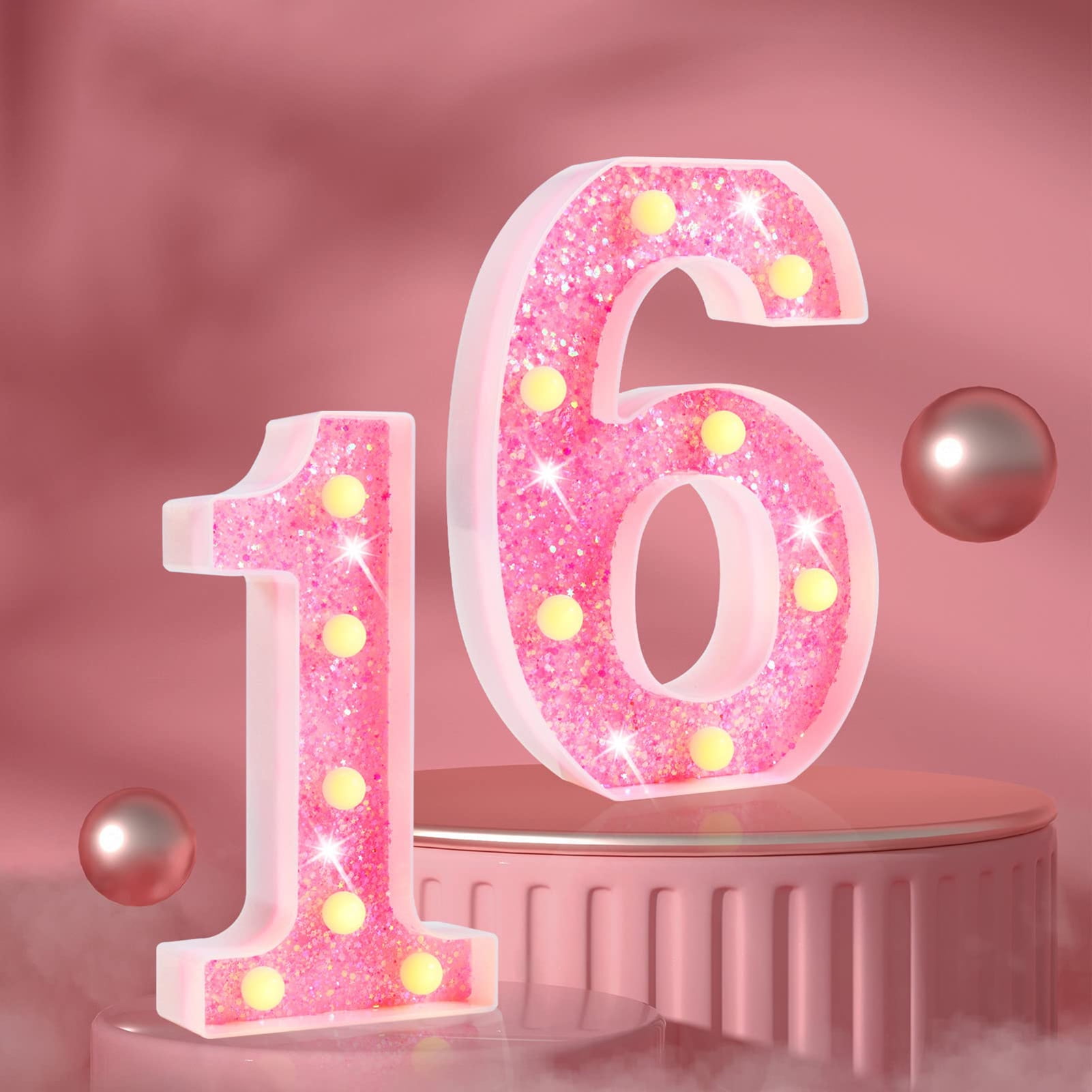 Sunjoy Tech LED Digital Lights Glitter Numbers Sign Battery Powered ...