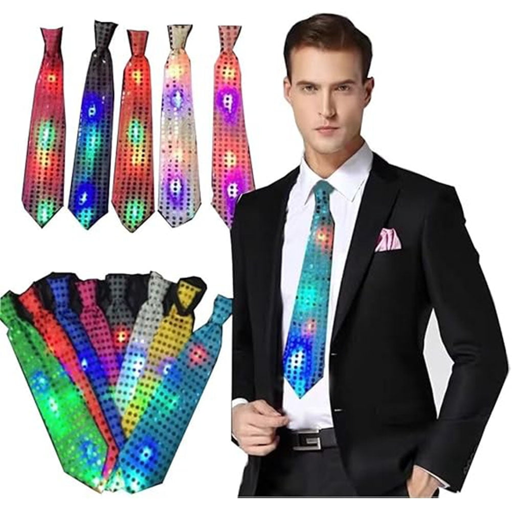 Sunjoy Tech LED Luminous Tie Dot Print Button Battery Powered Necktie ...