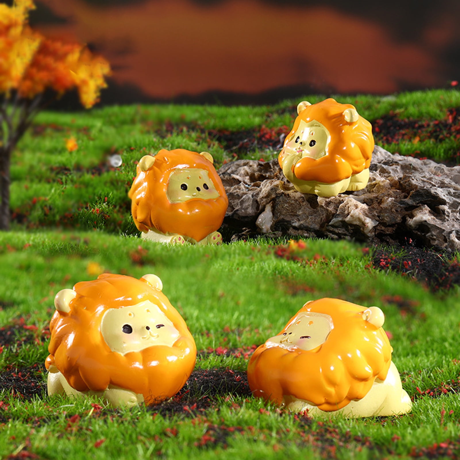 Sunjoy Tech Lion Statue Handmade Resin Mini Cute Animal Miniature ...