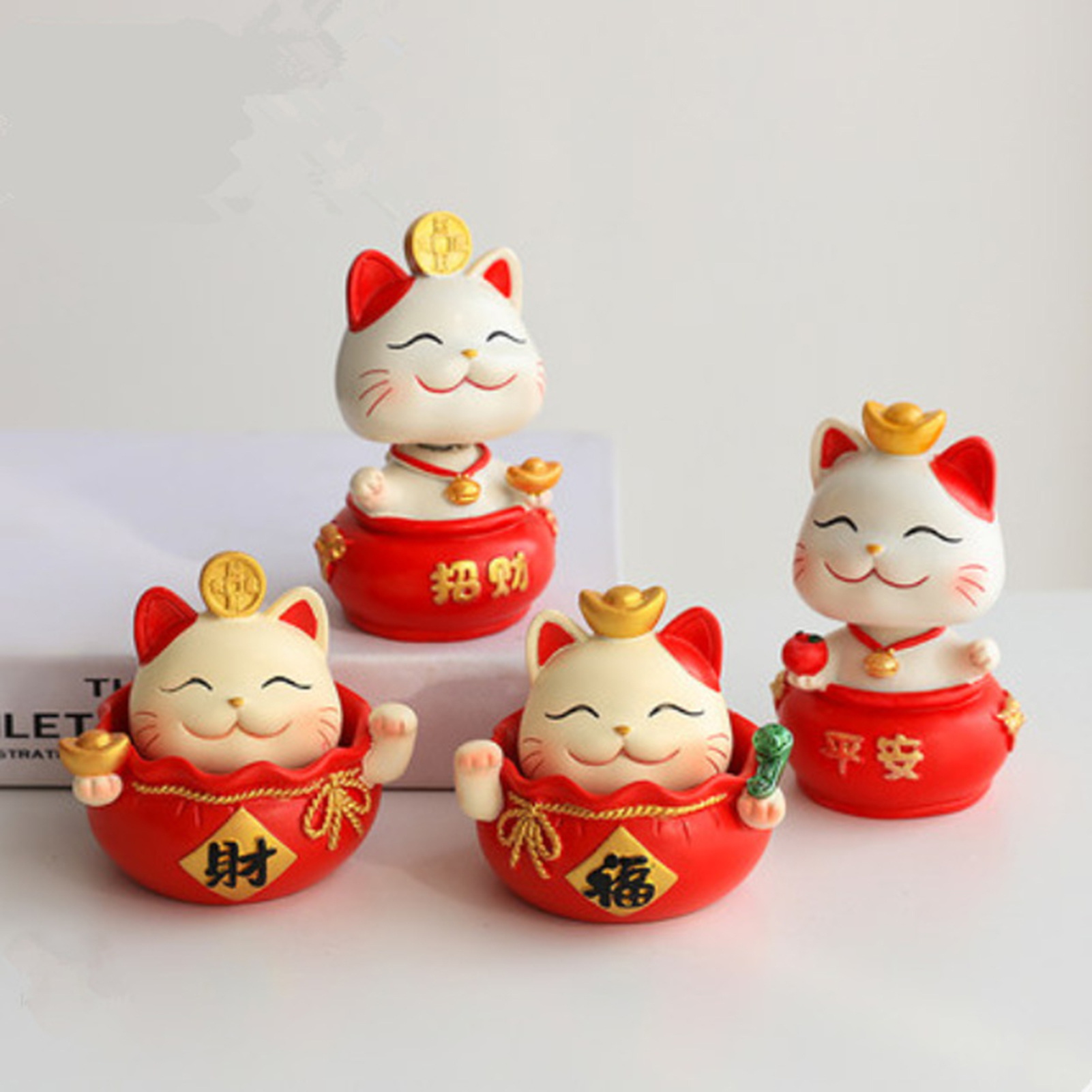 Sunjoy Tech Lucky Cat Ornament Luck Fortune Resin Ornament Exquisite ...