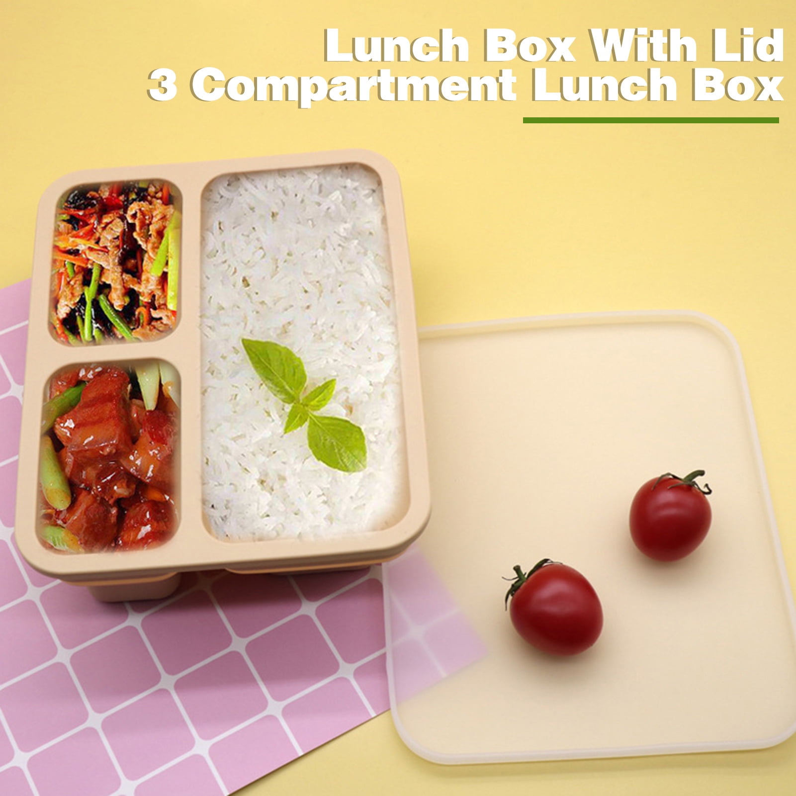 Sunjoy Tech Lunch Box with Sealed Lid 3 Compartment Food Grade Silicone ...
