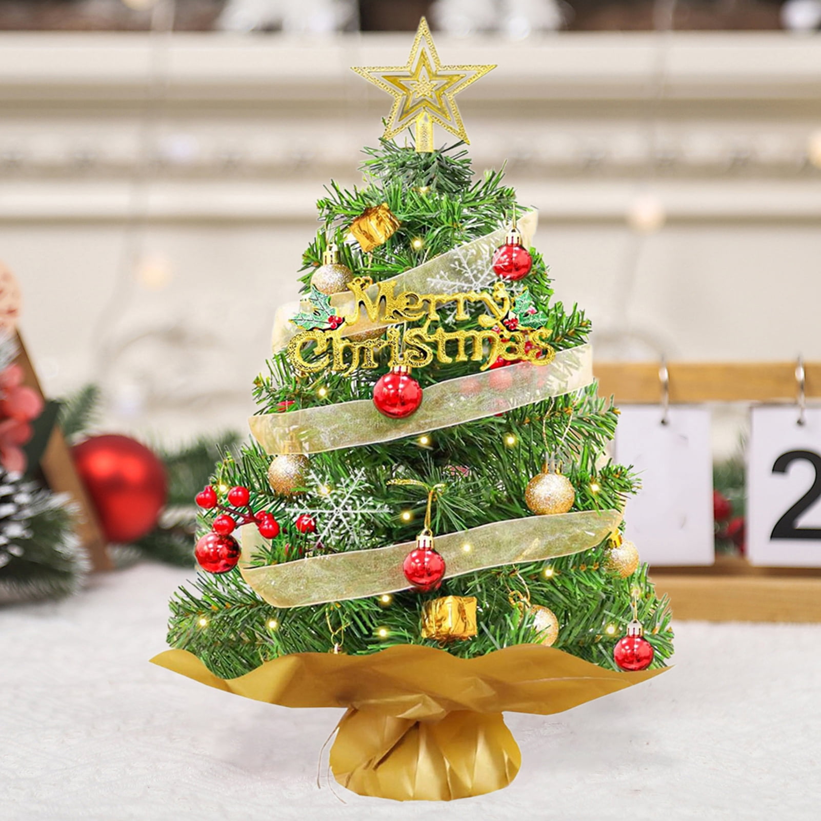Sunjoy Tech Mini Christmas Tree with LED Light,DIY Christmas Tree ...