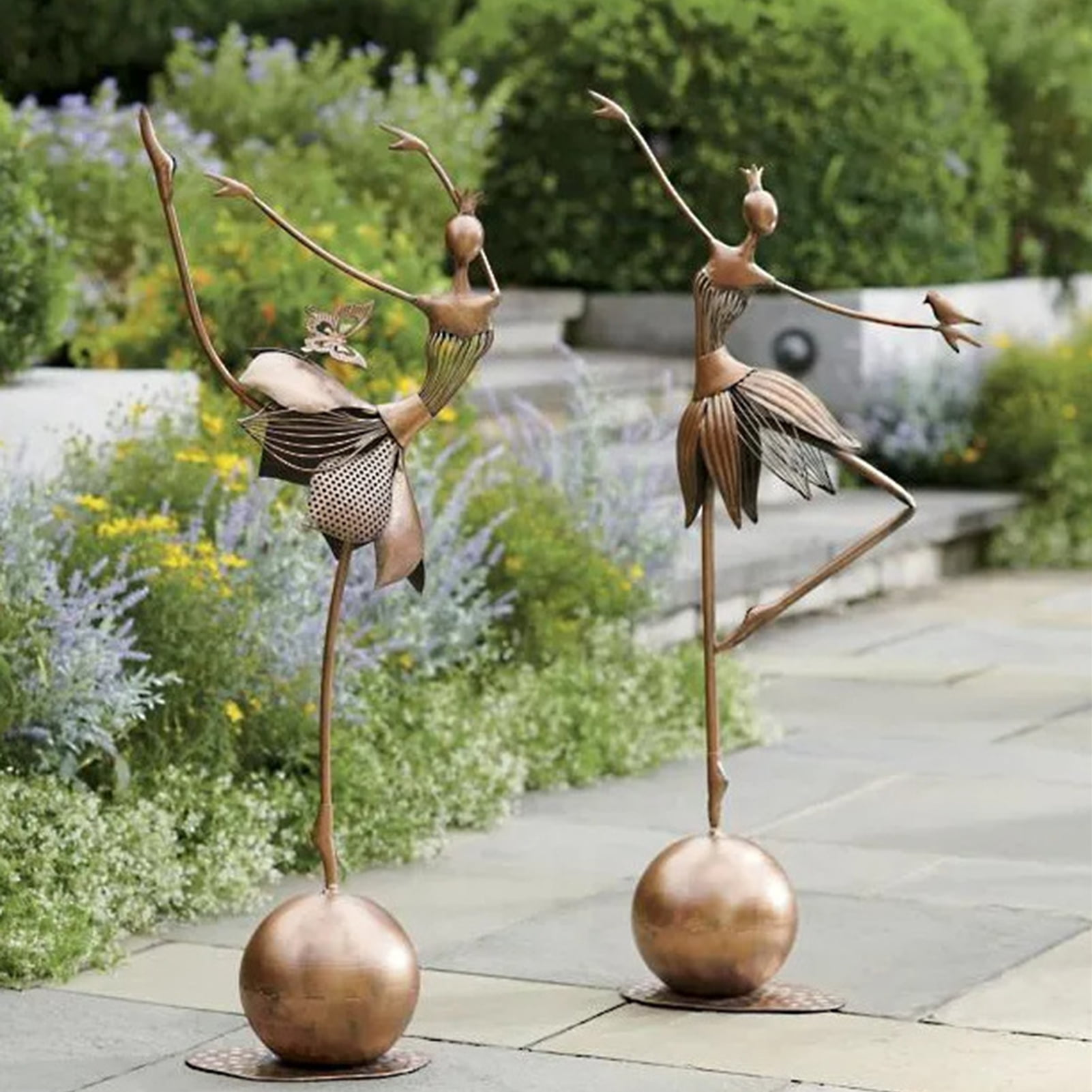 Sunjoy Tech Ornament Vintage Metal Dancing Girl Garden Statue ...